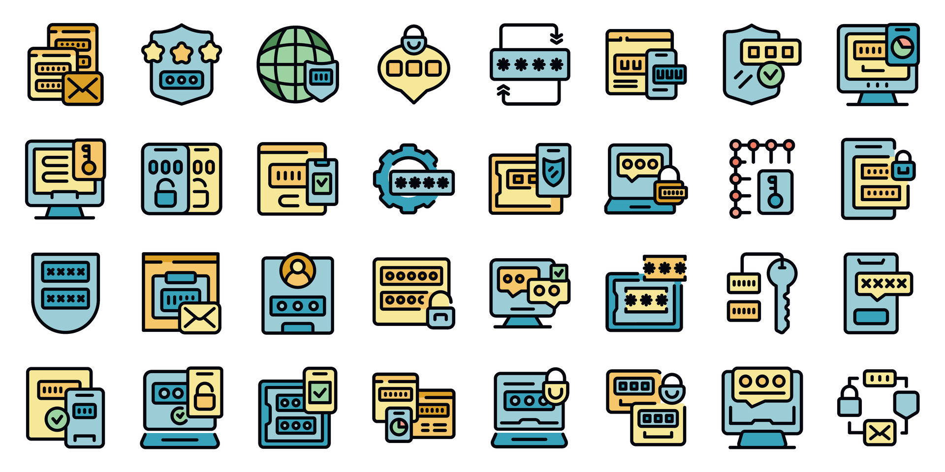 Multi Factor Authentication Icons Set Vector Color Line 30726853 Vector