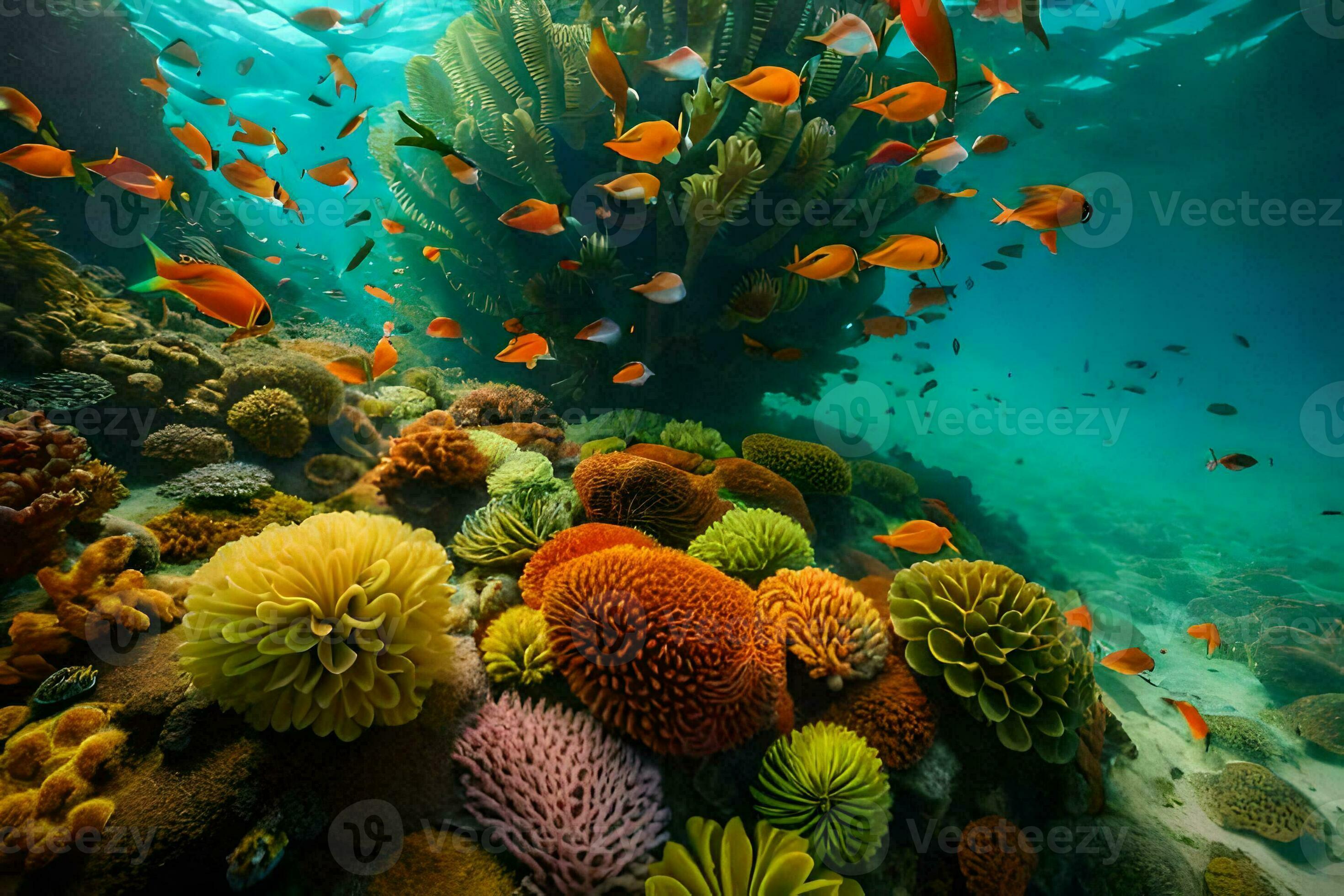 A Coral Reef With Many Different Types Of Fish AI Generated 33469184