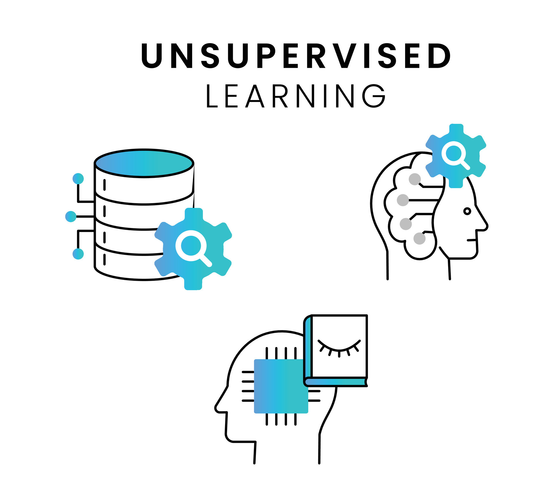 Unsupervised Learning Icons Unsupervised Learning Graphic Element