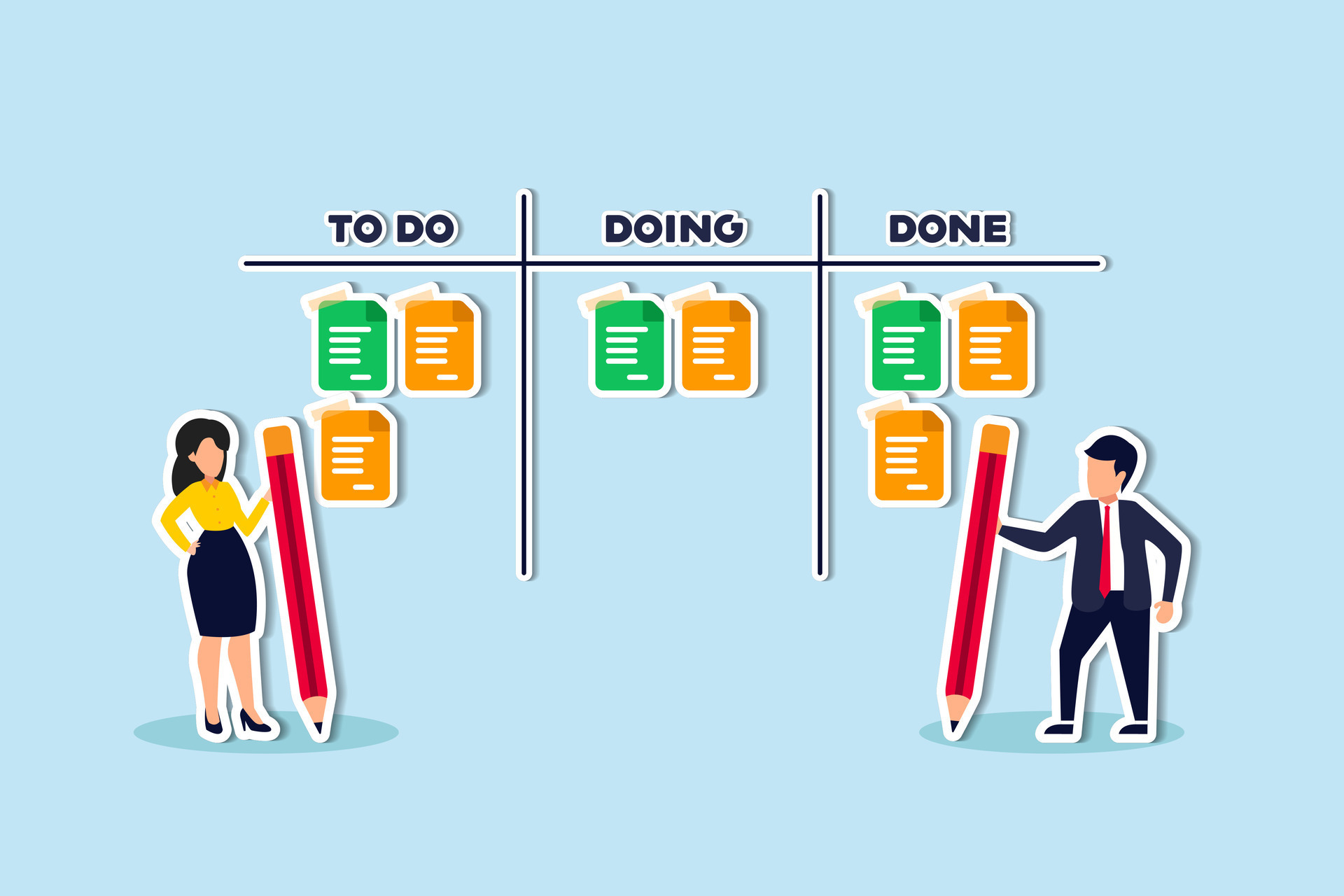 Review Work Progress On Kanban Board Todo List In Progress Task And