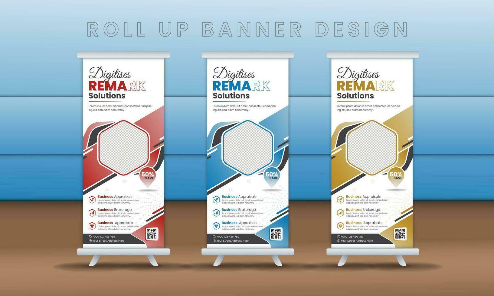 Roll Up Leaflet Brochure Vector Business Template Layout Pull Up Style