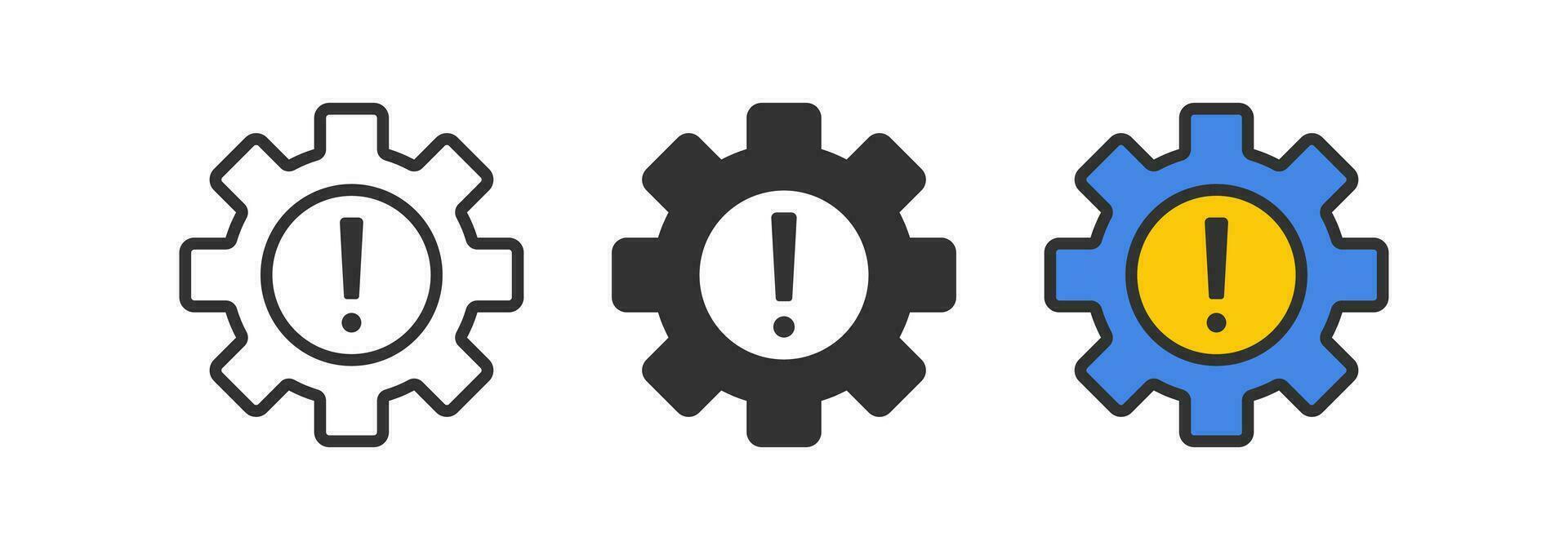 Gear Error Icon System Failure Symbol Technical Warning Signs