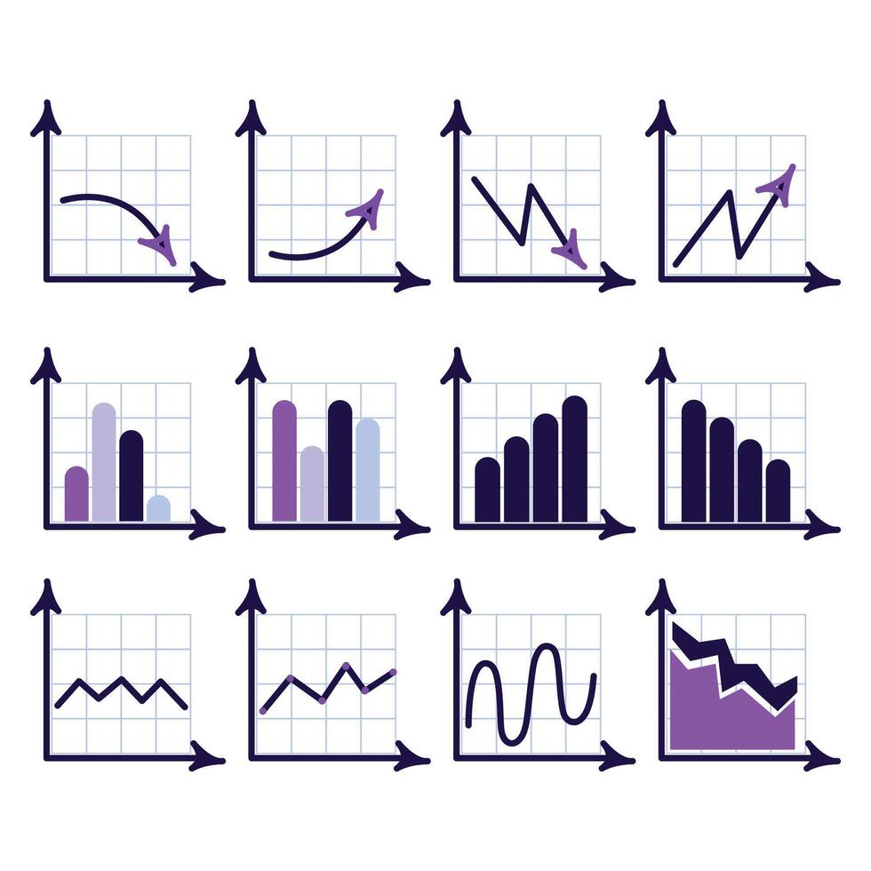 A Set Of Vector Diagrams Infographics With Color Charts And Graphs