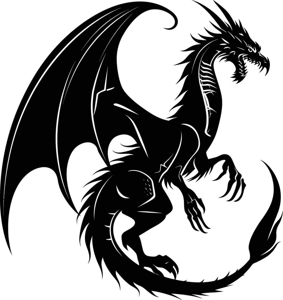 AI Generated Silhouette Wyvern Black Color Only Full Body 38337367