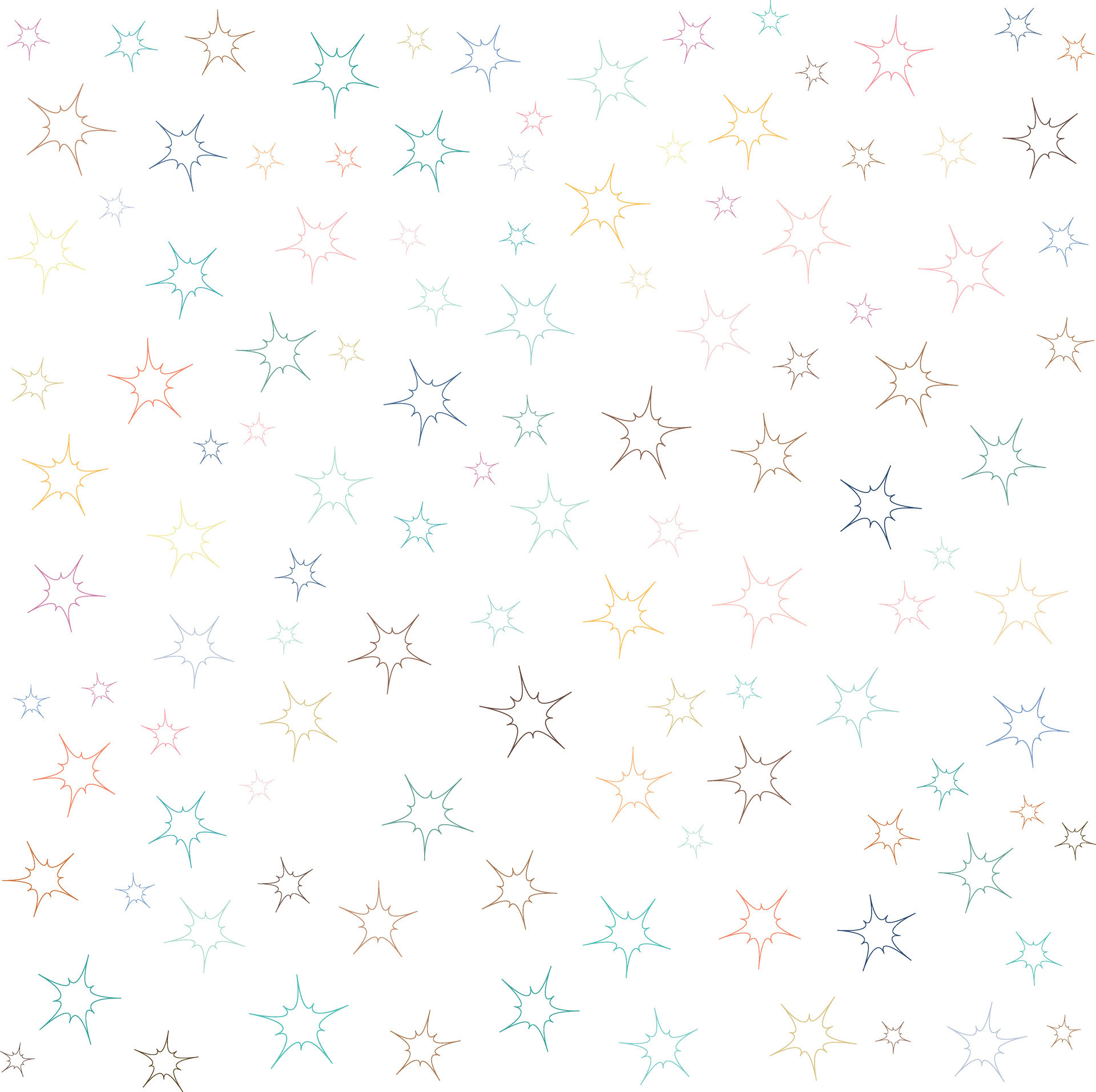 Pattern Of Multi Color Asterisk Star Flower Isolated On White