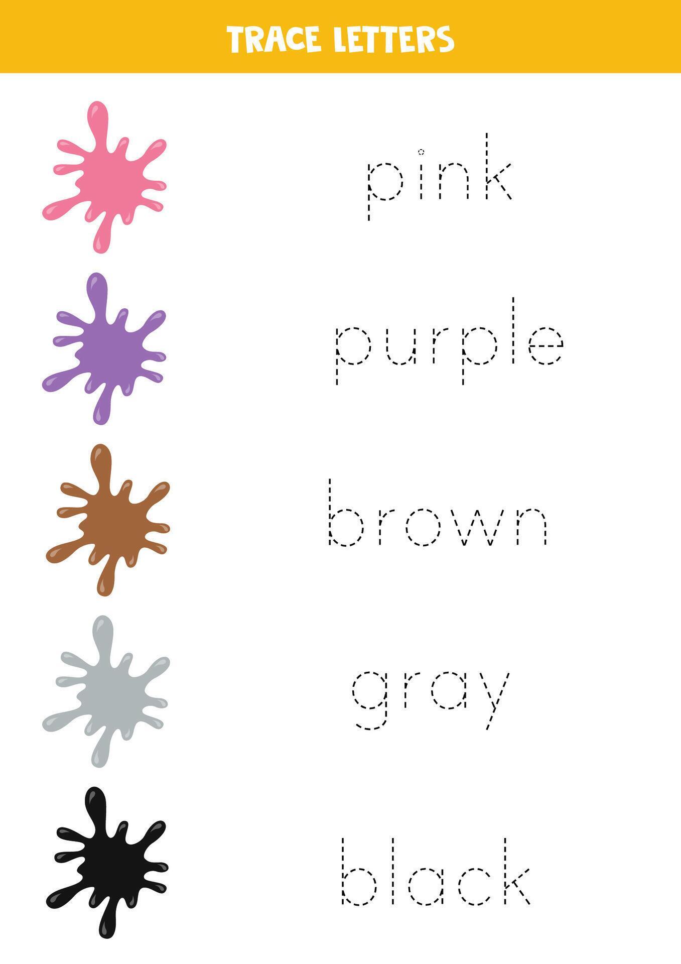 Tracing Names Of Colors With Paint Blobs Writing Practice 41855567