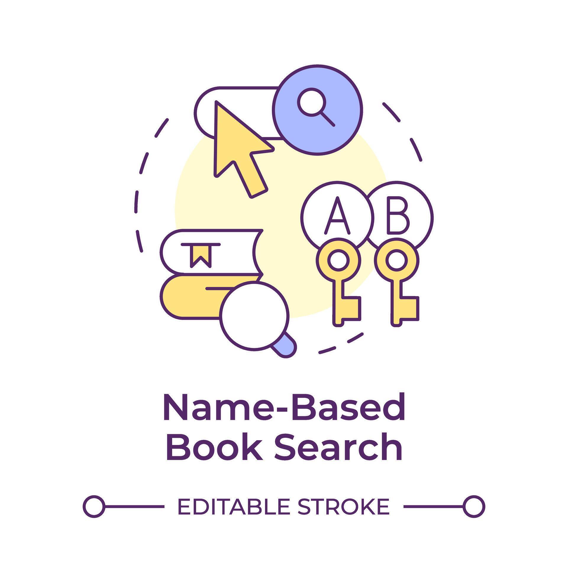 Name Based Book Search Multi Color Concept Icon Accessing Literature