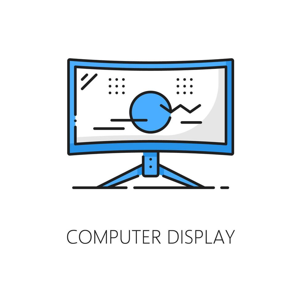 Computer Display Software Thin Line Color Icon Vector Art At