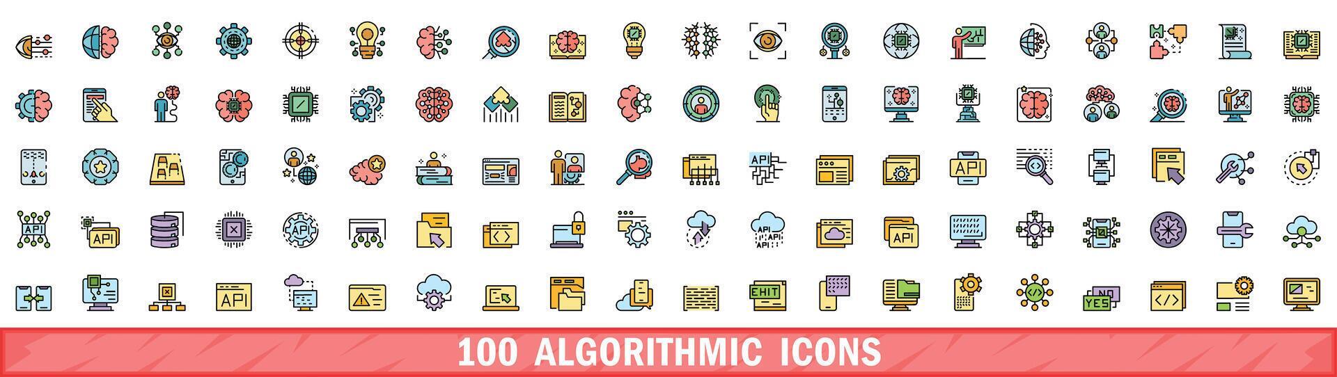 Algorithmic Icons Set Color Line Style Vector Art At Vecteezy