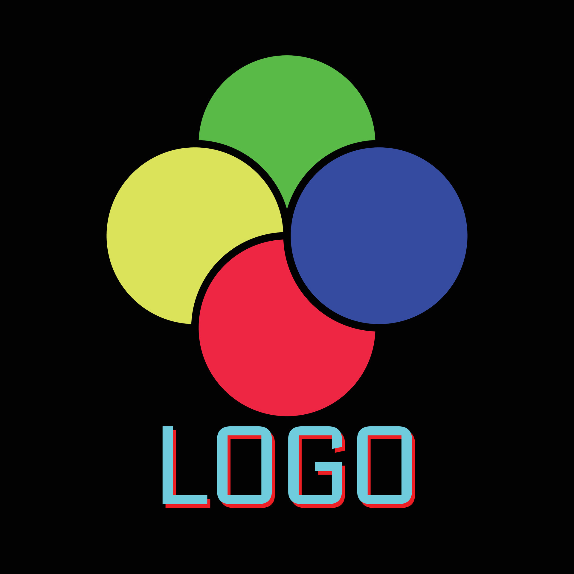 Logo Circles On Black Background 4 Different Colors Circles Makes A
