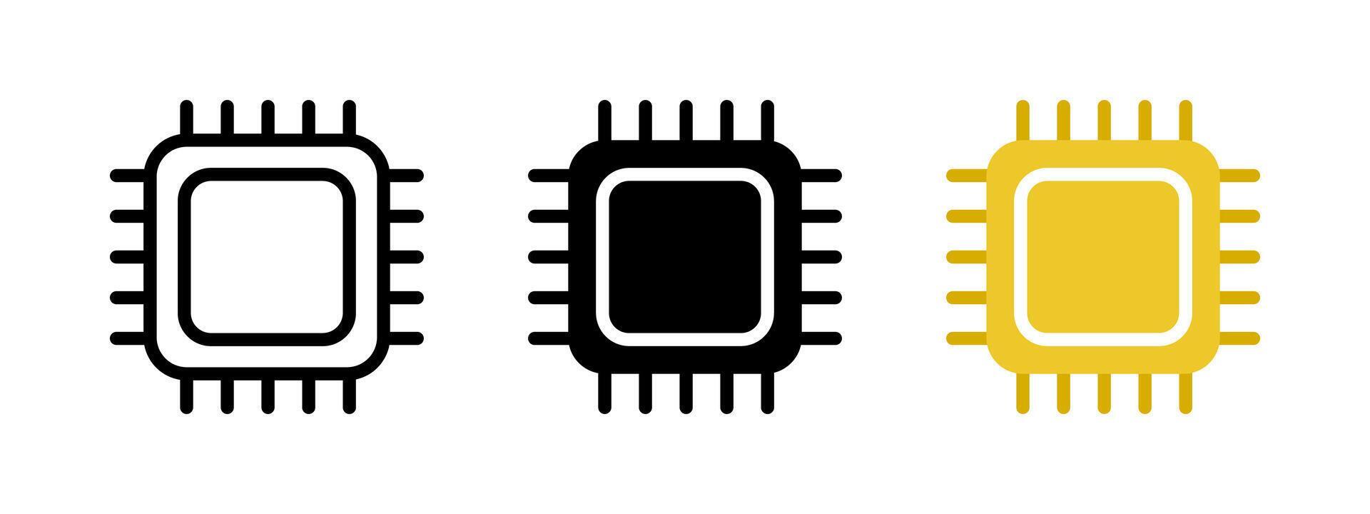 CPU Chip Icon Central Processor Symbol Chipset Core Illustration