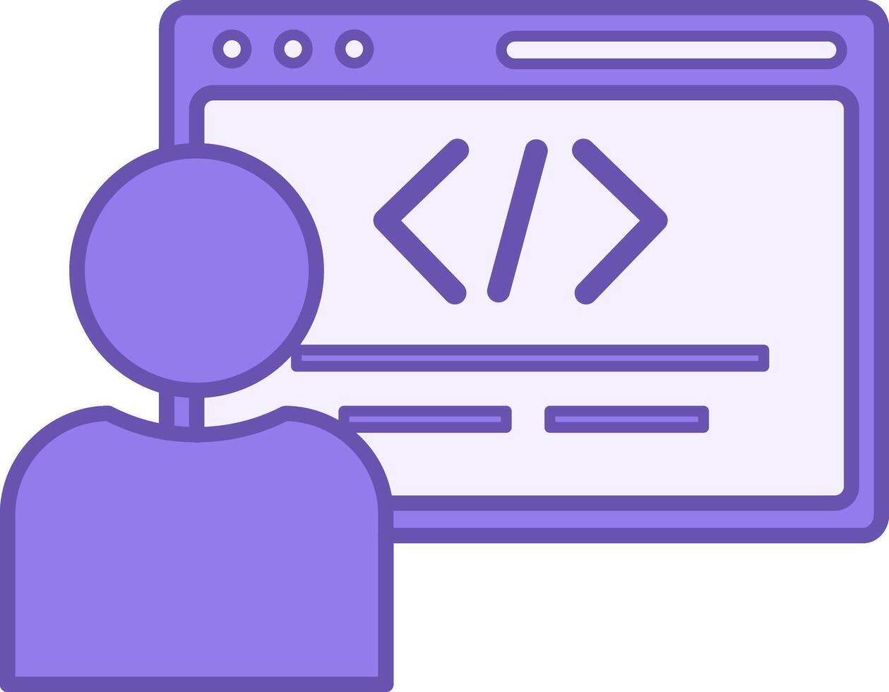 Colored Developer Icon Icon Of Programmer And Program With Code