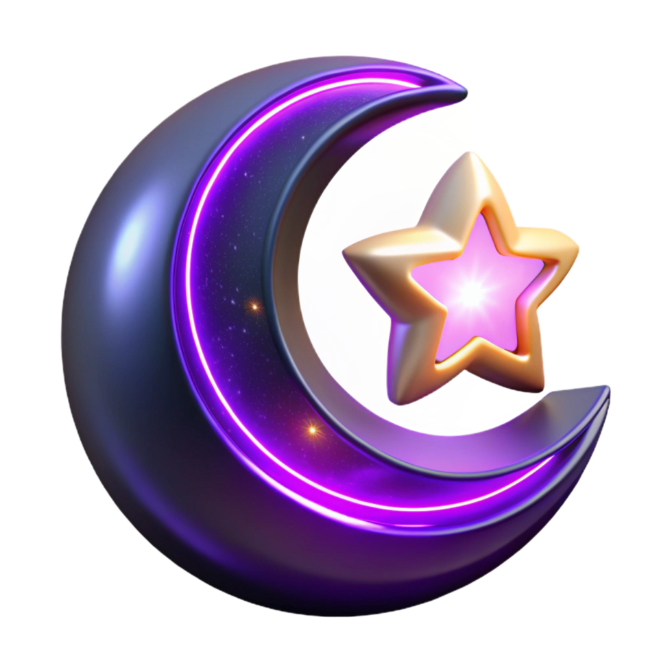 magnífico vintage crescente lua e Estrela 3d render profissional