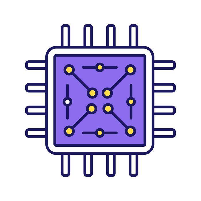 Processor Color Icon Microprocessor Cpu Central Processing Unit Integrated Circuit Computer