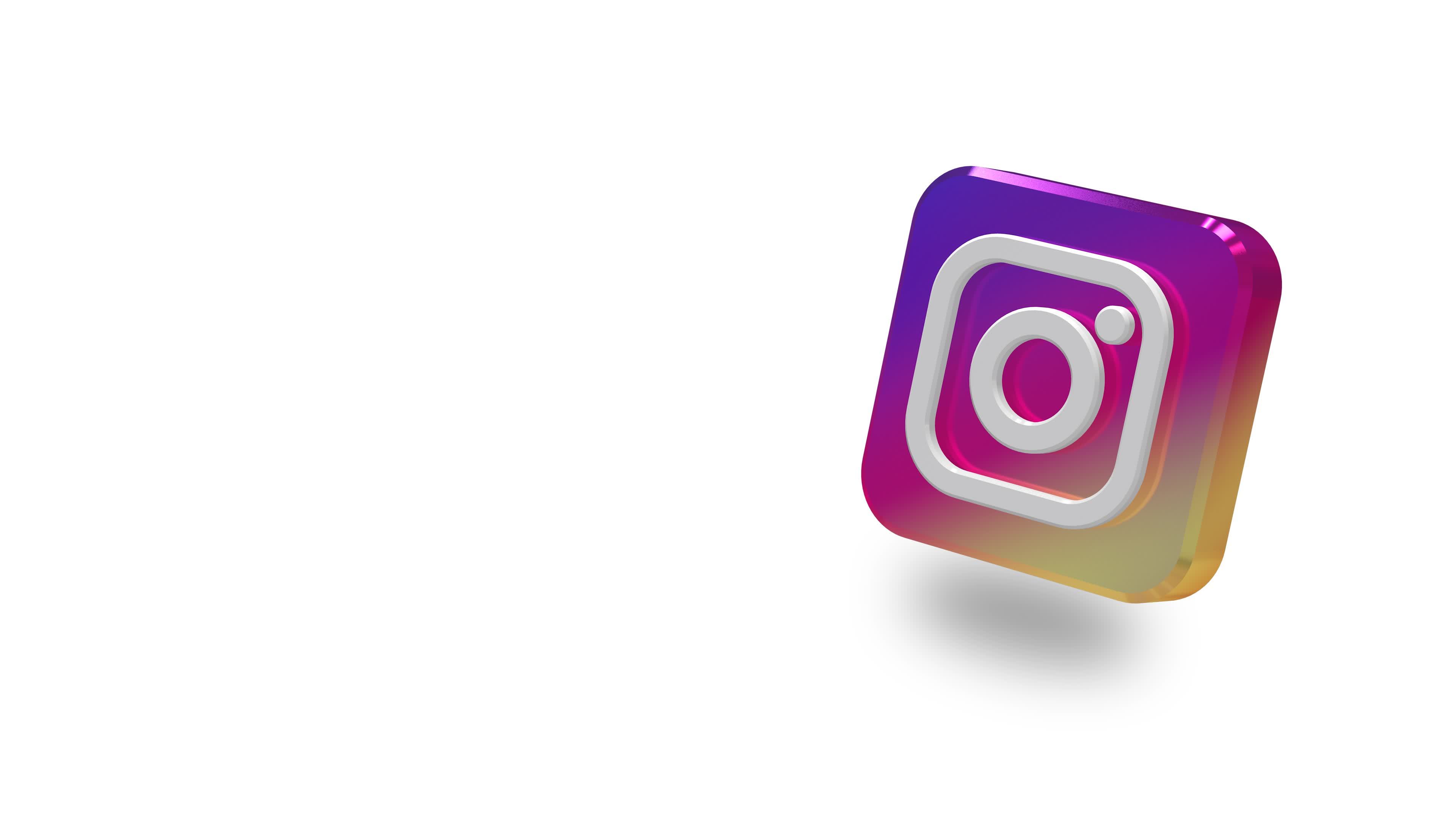 Instagram App Large Size 3D Icon Rotating Space For Text On Right Side