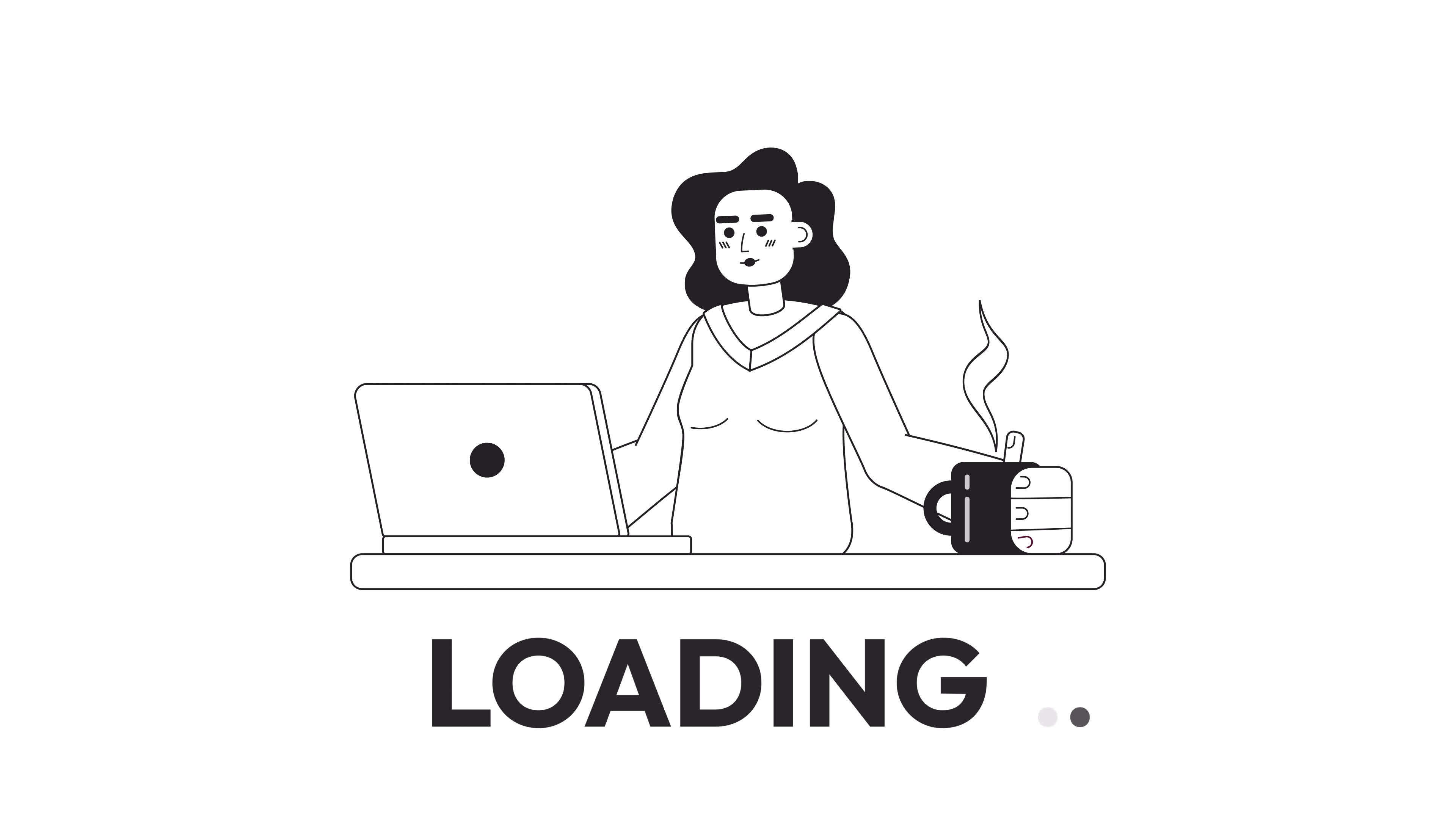 Animated Bw Freelance Dev Loader Lady With Laptop Flash Message K