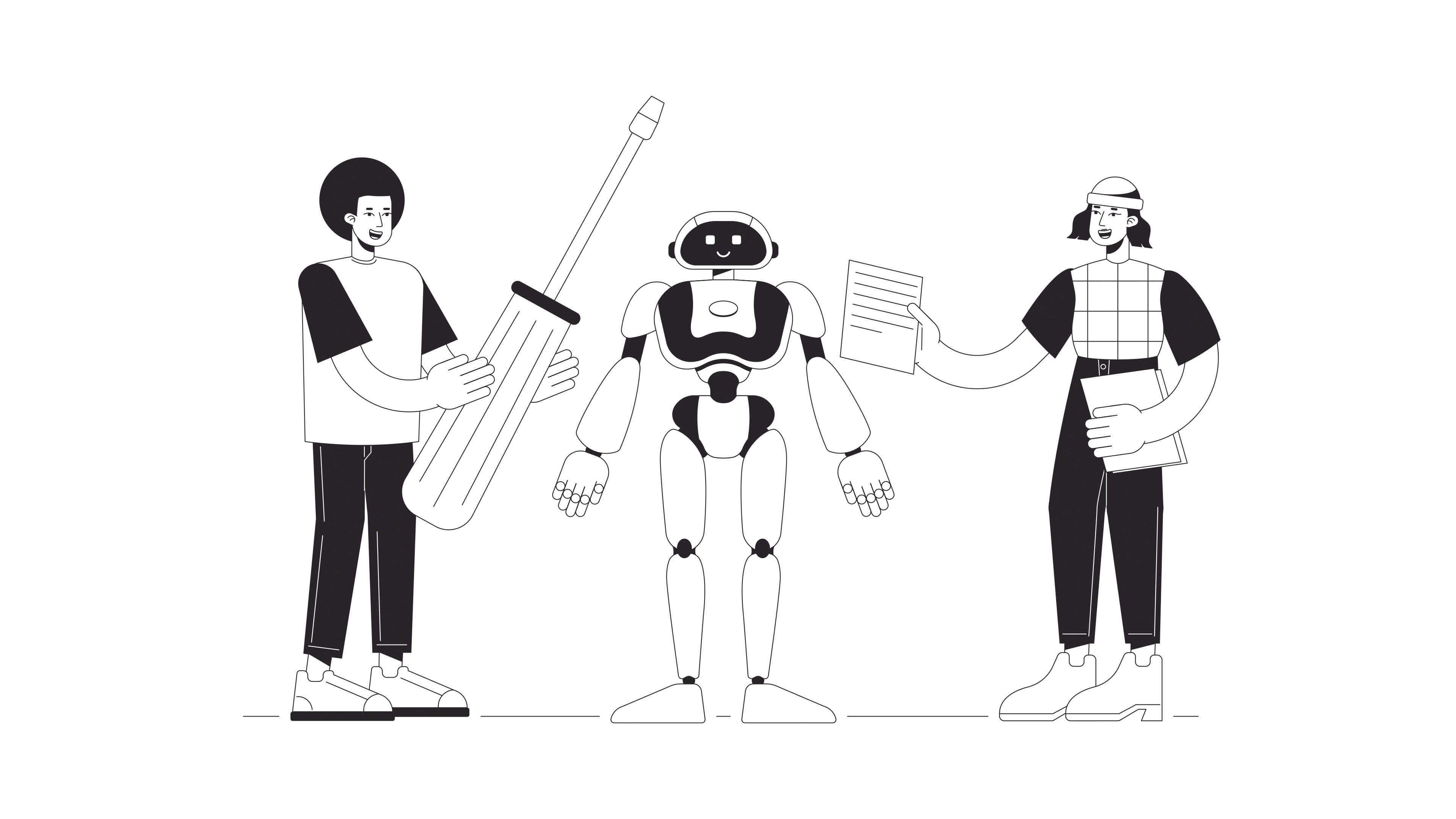Building Humanoid Robot Bw Animation Animated Robotics Engineers 2D