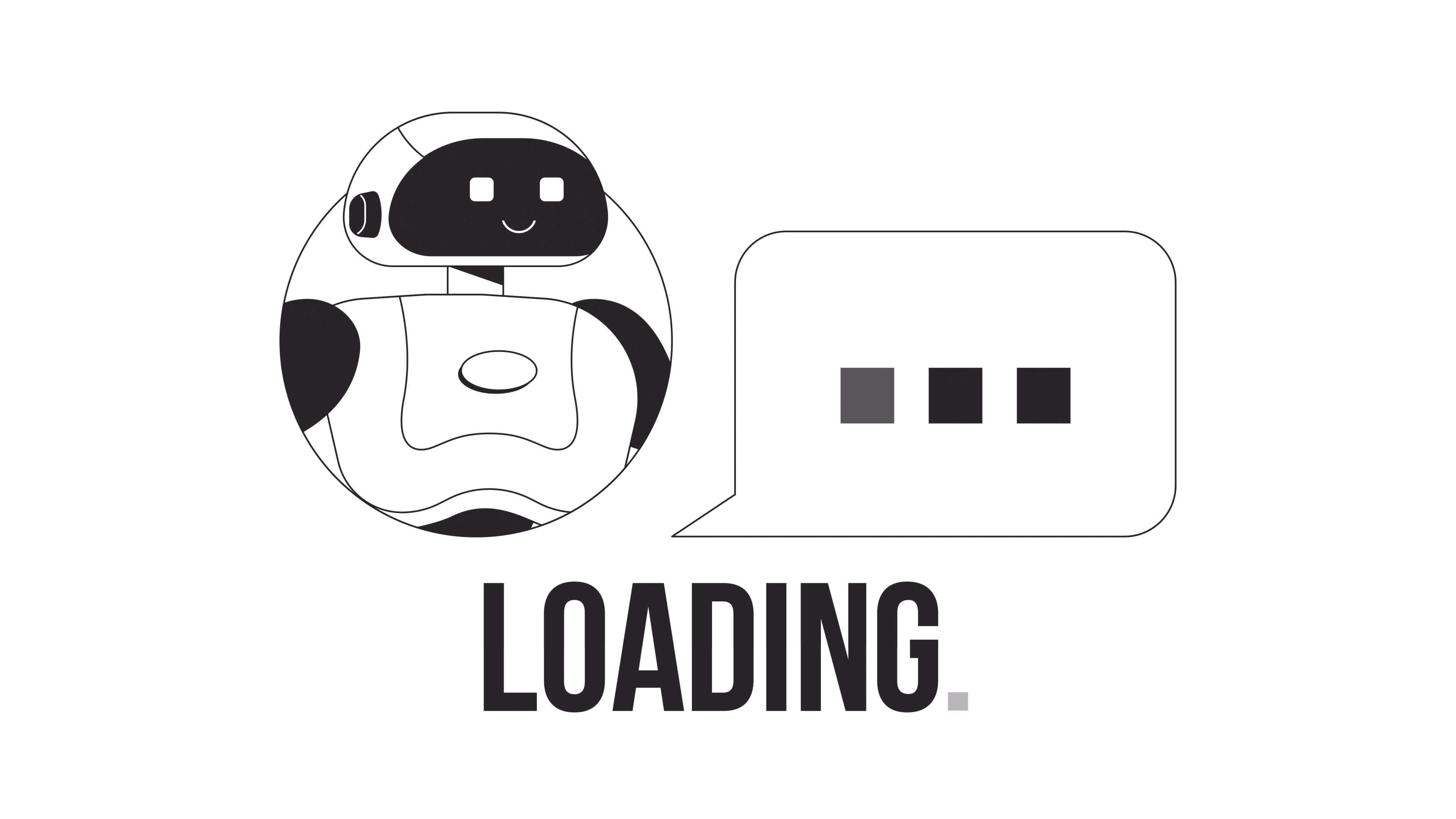 AI In Chat Bw Loader Animation With Ellipsis Bubble Flash Message