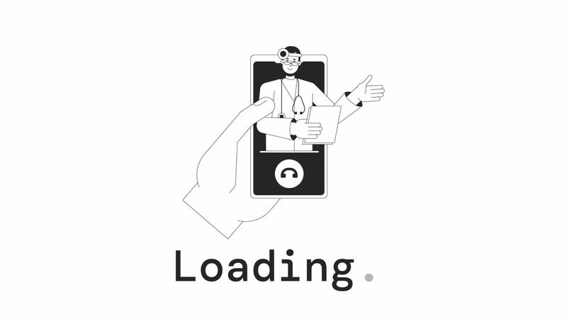 Telemedicine Bw Loader Animation Animated Online Doctor In Smartphone