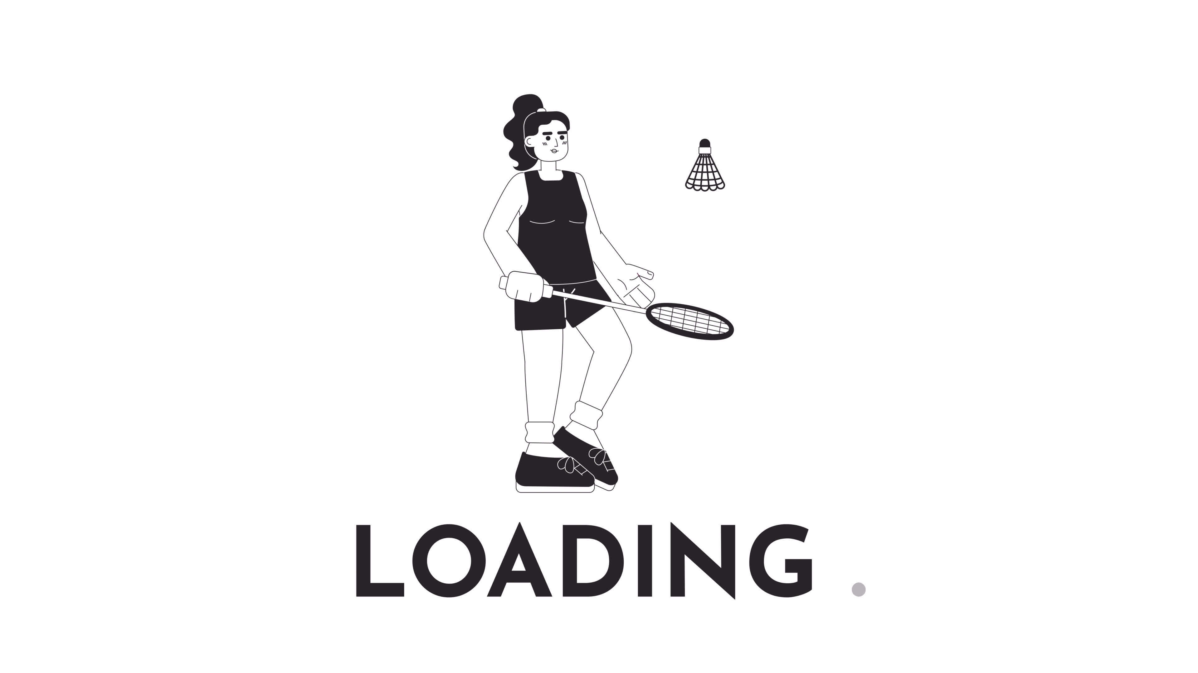 Animated Bw Badminton Player Loader Female Athlete Hitting Shuttlecock