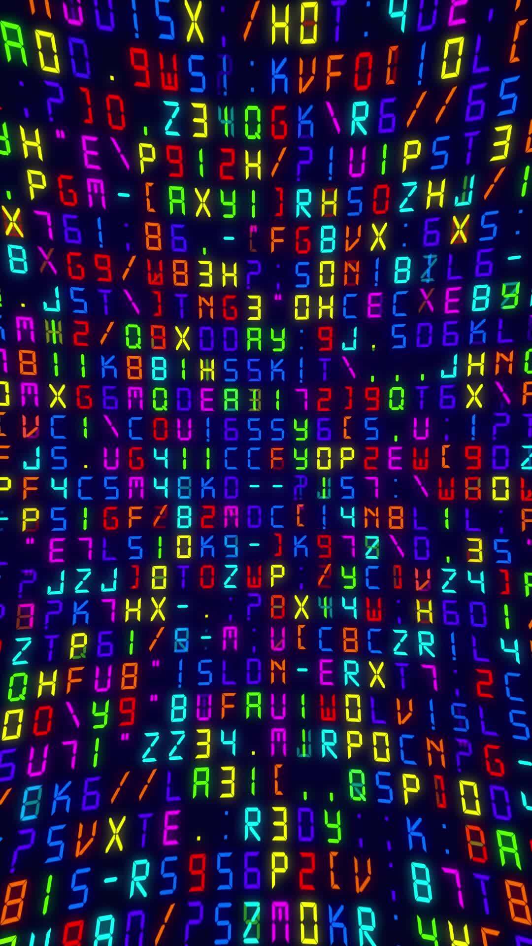 Vertical Video Colorful Digital Code Matrix Motion Background Multicolored Letters Numbers