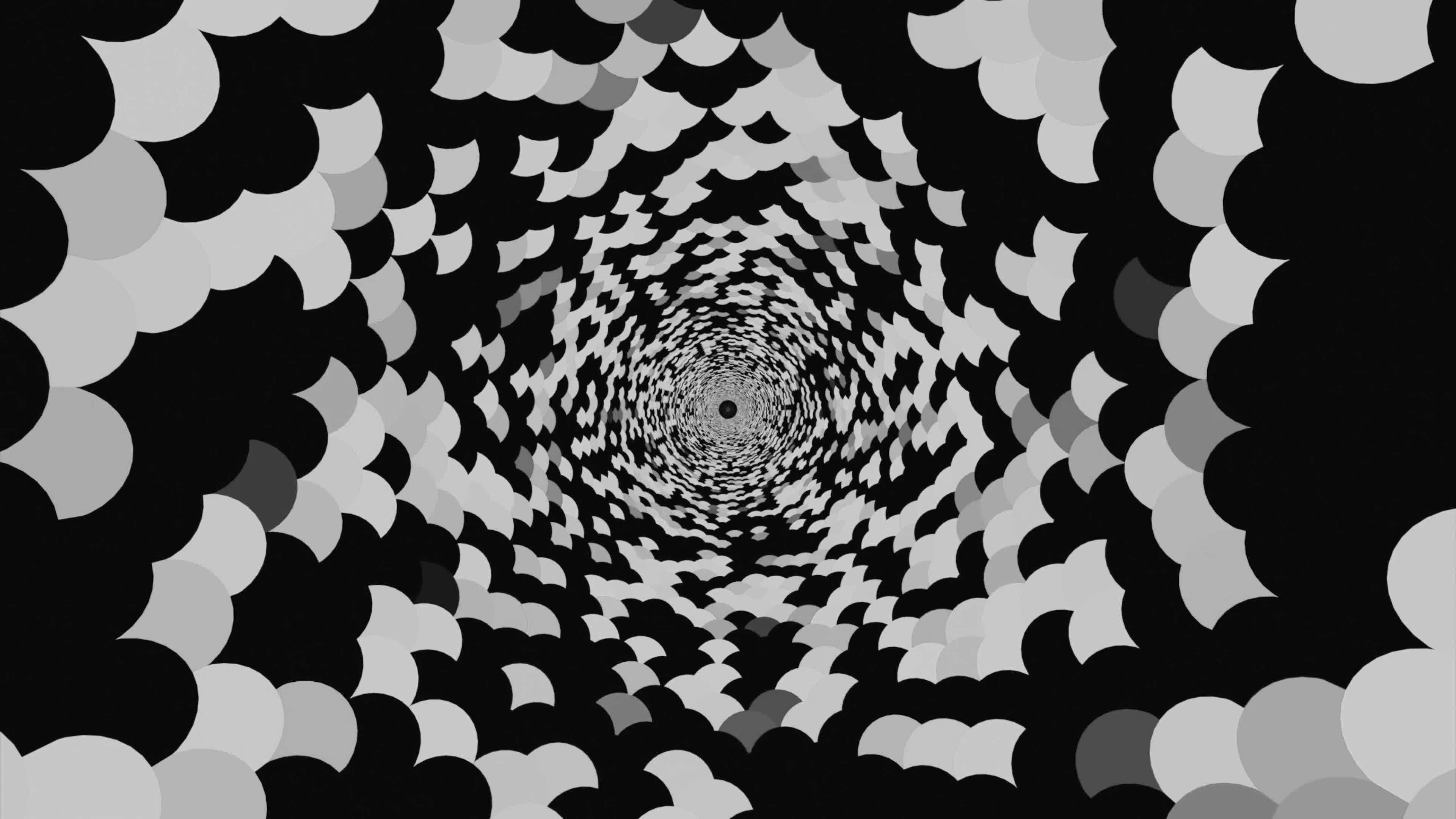 A Long Dark Tunnel Design Multi Colored Walls Of The Pattern Flashing