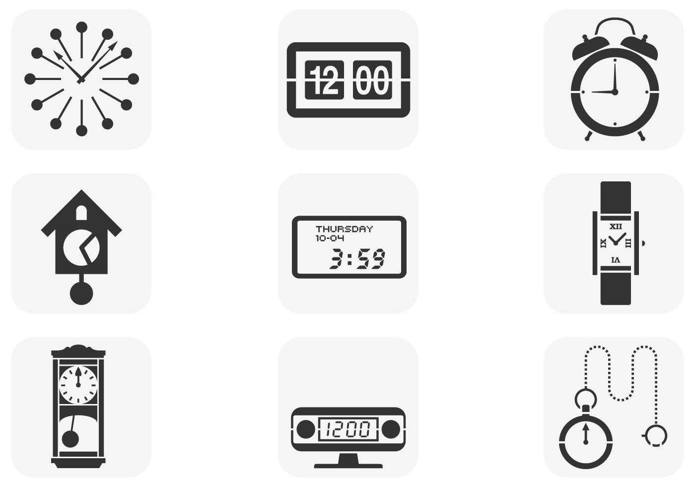 Various Clock Vector Pack 58448 Vector Art at Vecteezy