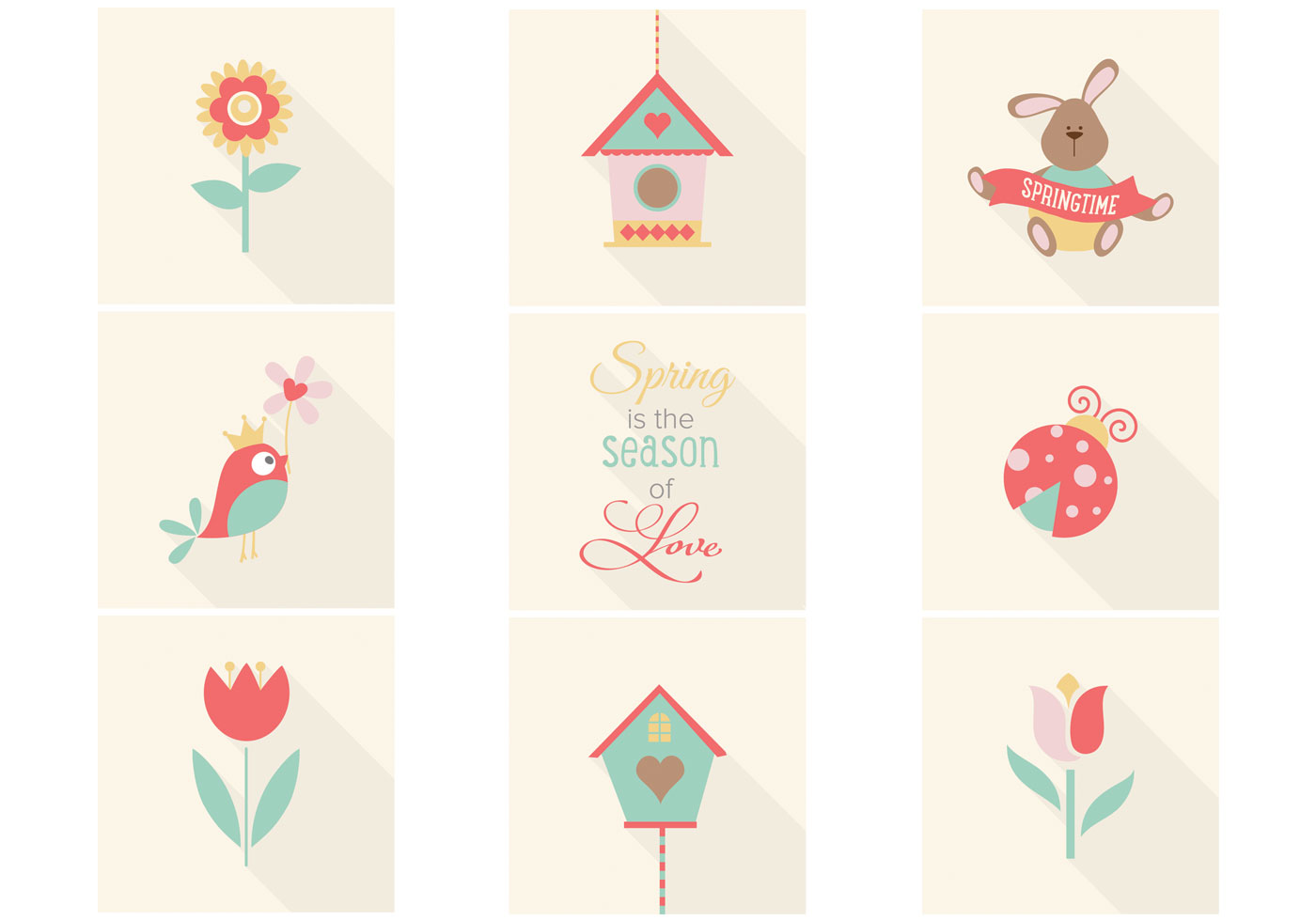 Cute Spring Icons Vector Pack 80089 Vector Art at Vecteezy