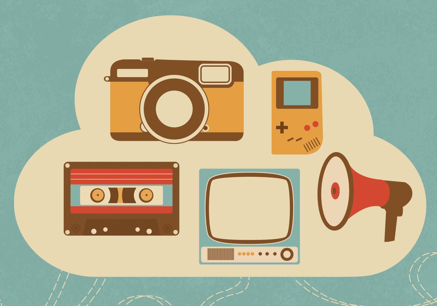 Retro Cloud Vector 80160 Vector Art at Vecteezy