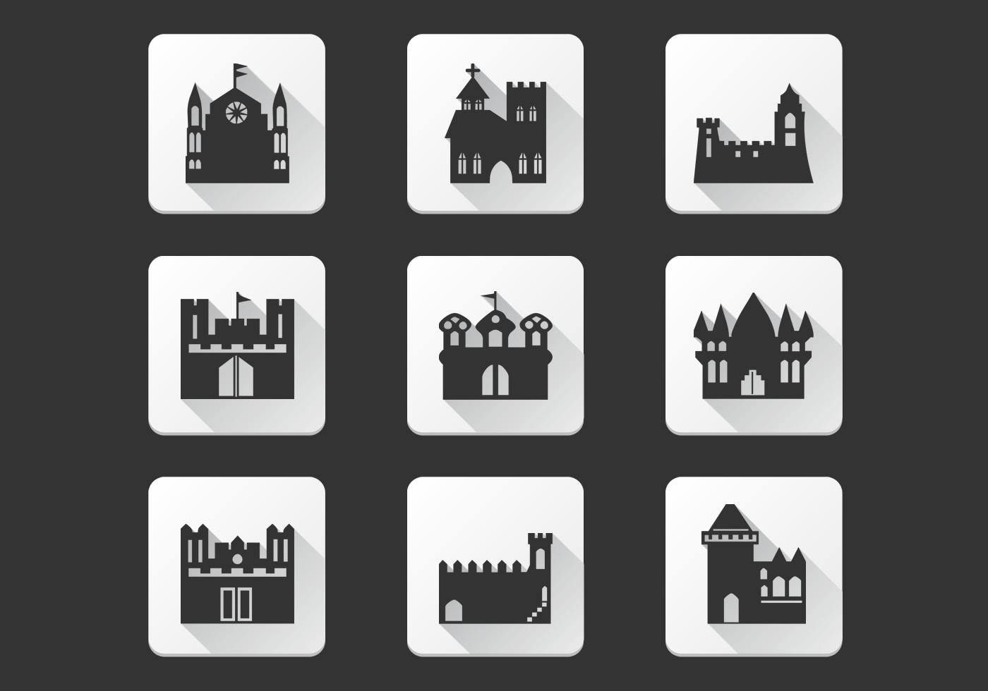 Black Castle Icons Vector Set 81103 Vector Art at Vecteezy