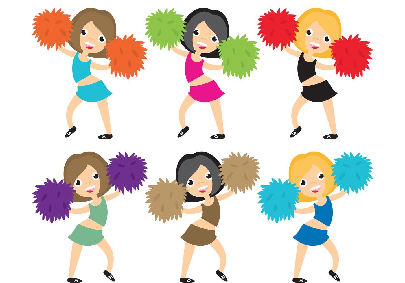 Vector Cheerleaders With Pom Poms 83437 Vector Art At Vecteezy
