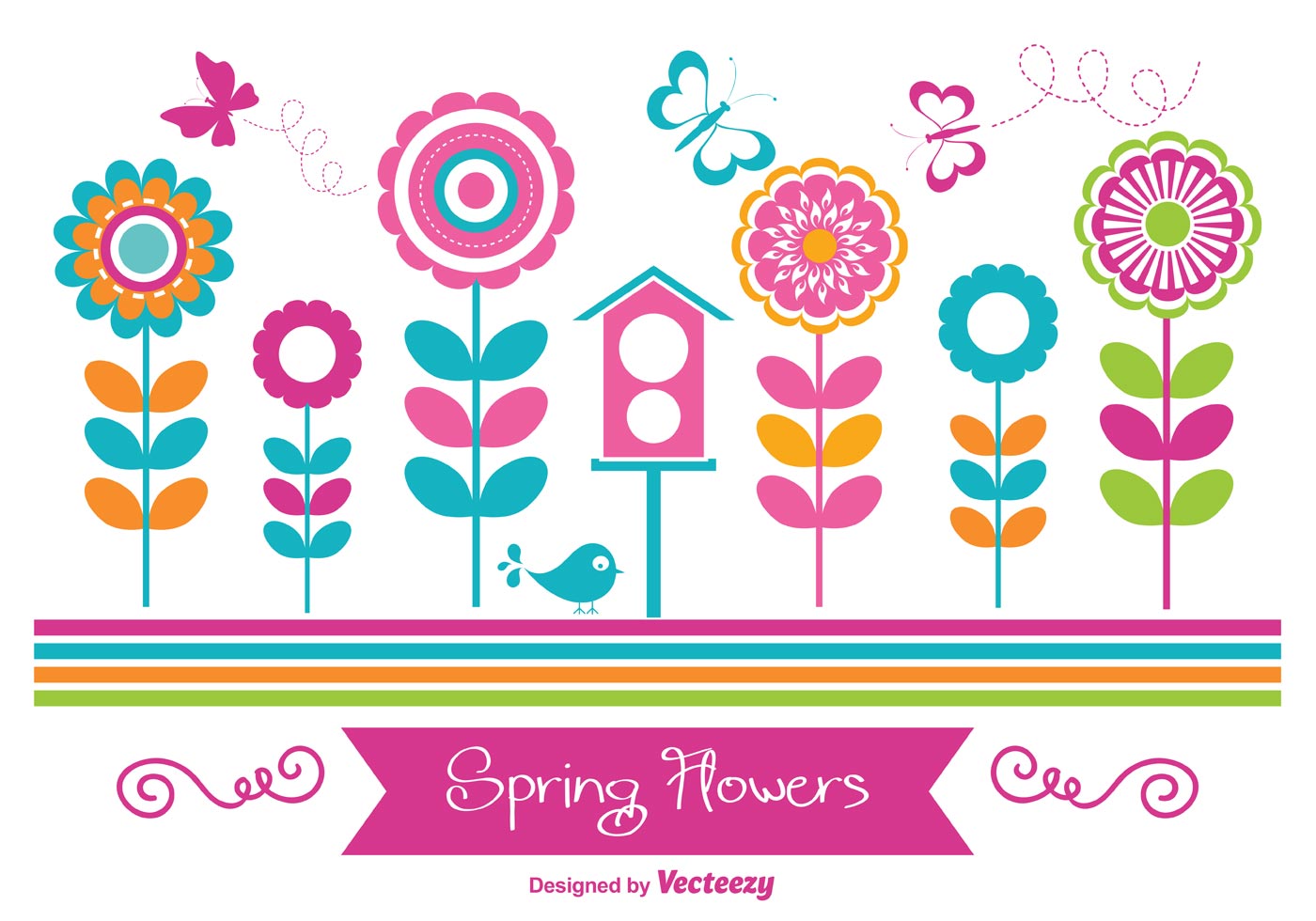Colorful Spring Flowers 84530 Vector Art at Vecteezy