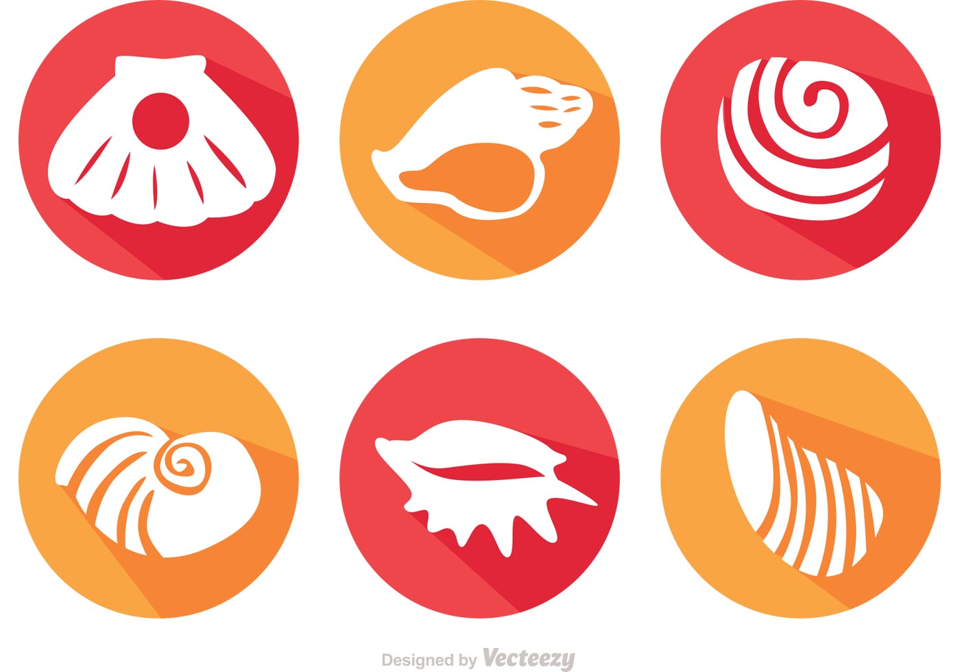 Long Shadow Sea Shell Vector Icons - Download Free Vector Art, Stock ...