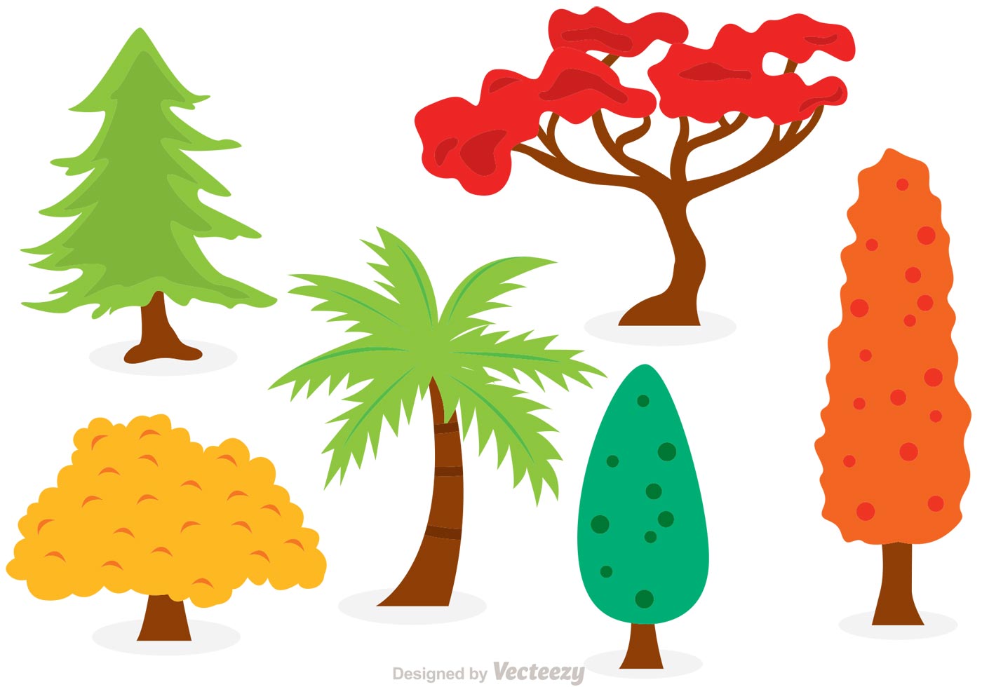 Cartoon Trees Vector Set - Download Free Vector Art, Stock Graphics ...