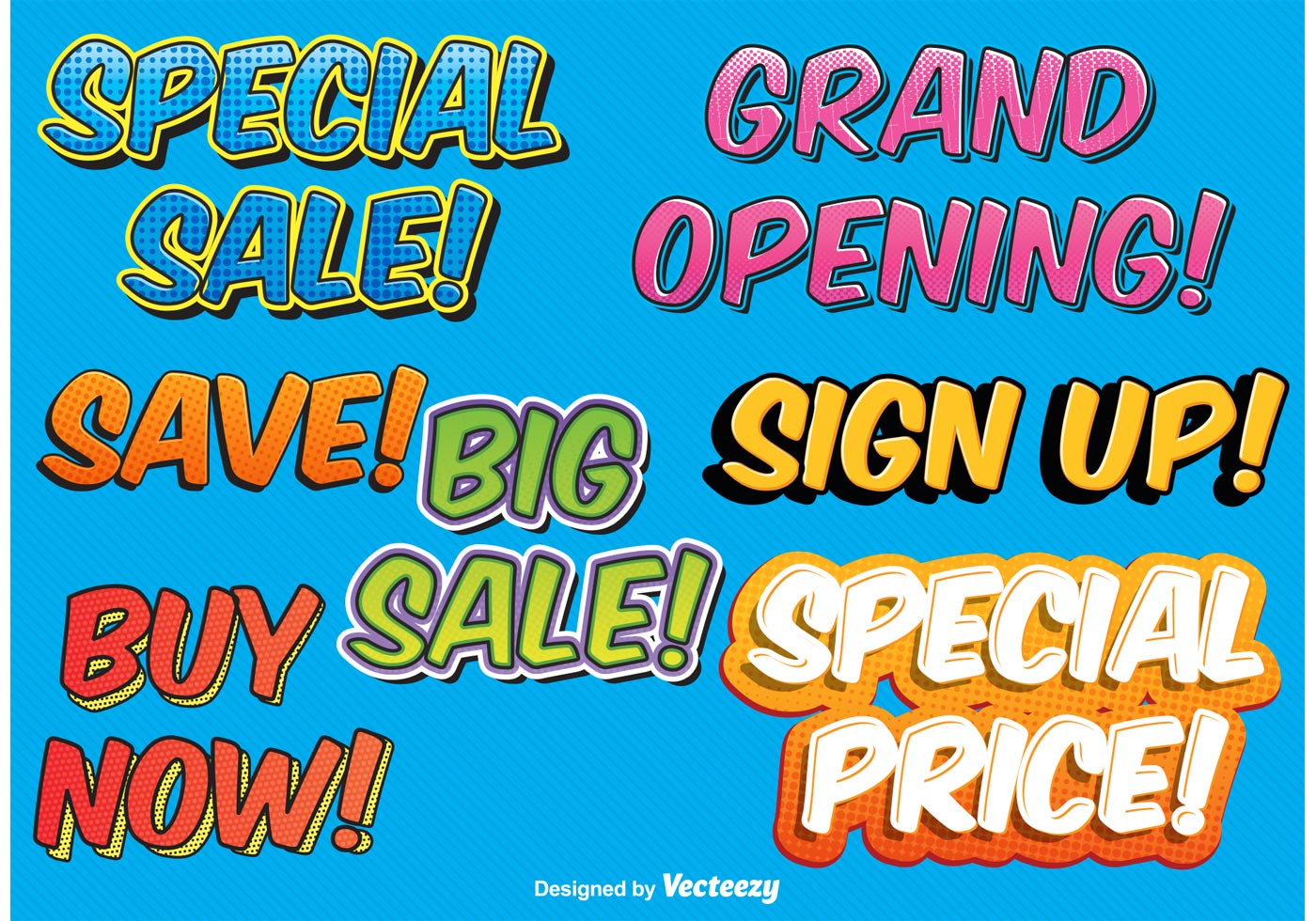 Comic Style Label Set 91607 Vector Art at Vecteezy