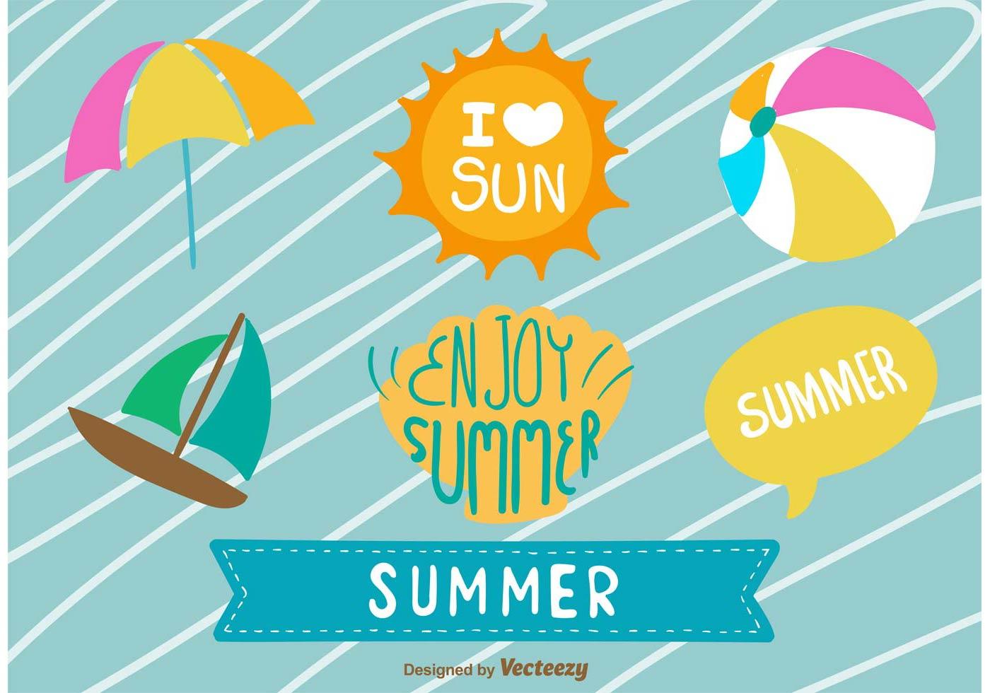 Cute Summer Elements 92784 Vector Art at Vecteezy