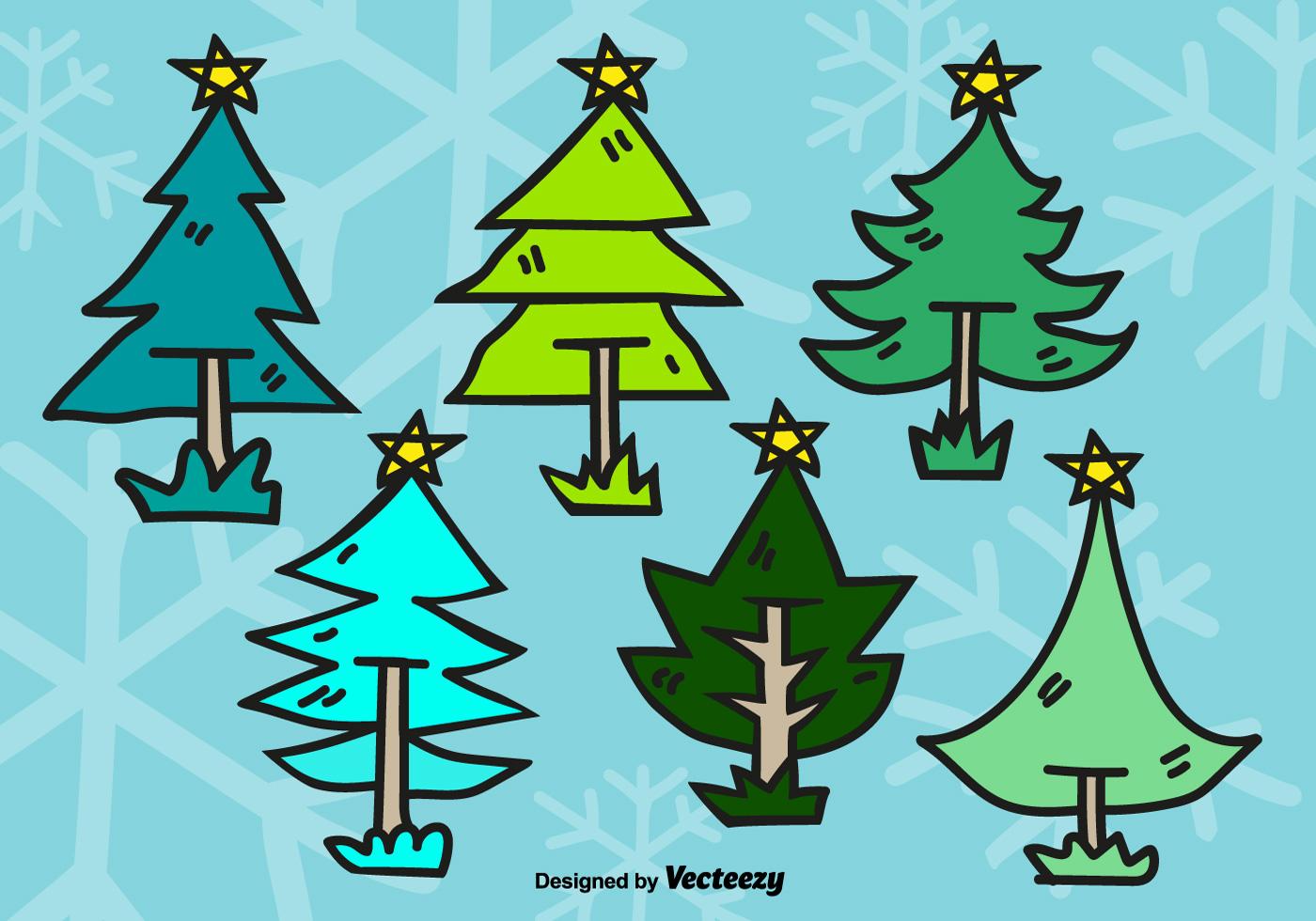 Doodle christmas trees 97953 Vector Art at Vecteezy