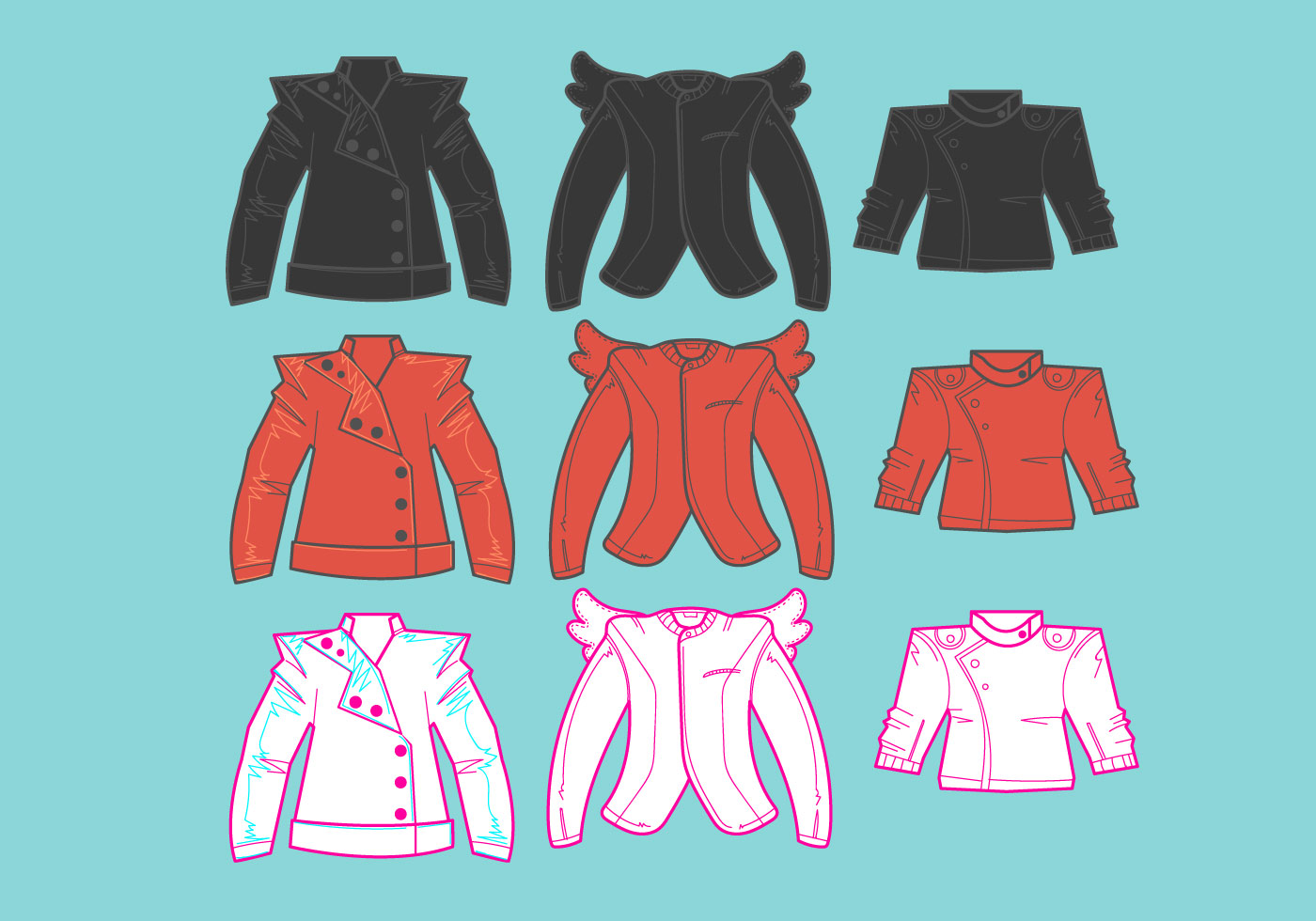 Leather Jacket Icons 98401 Vector Art At Vecteezy