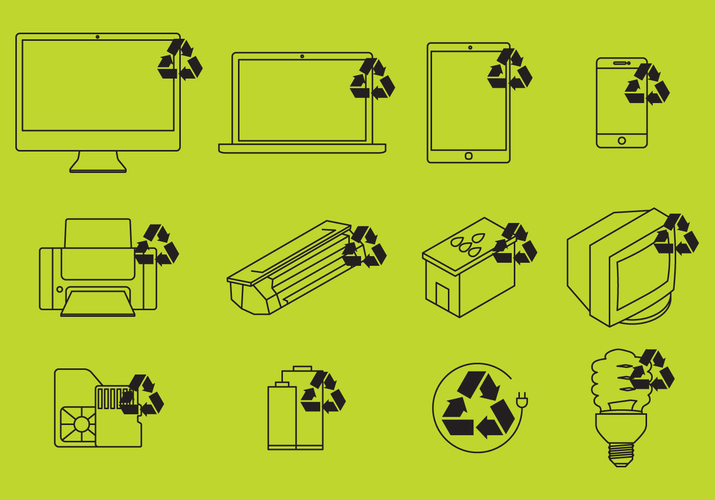 Electronic Recycling Icons Vector 104244 Vector Art at Vecteezy Electronic Recycling Icons Vector 104244 Vector Art at Vecteezy