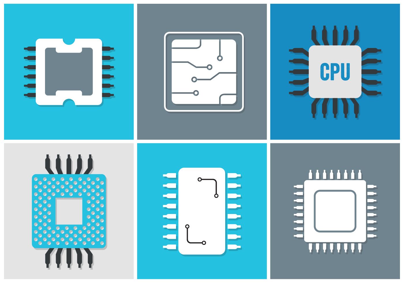 Vector Set Of Various Microchips 104750 Vector Art At Vecteezy
