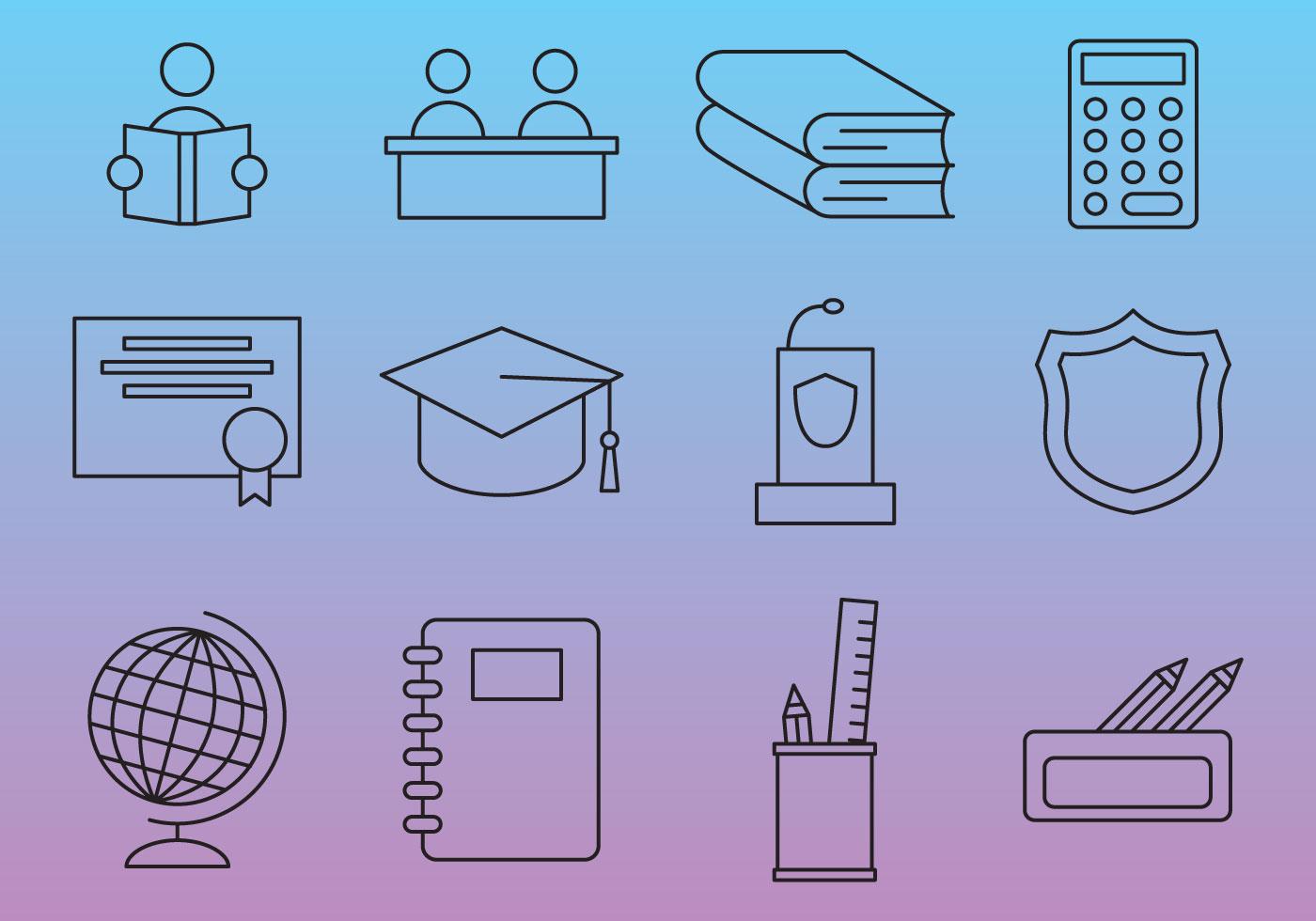 School Line Vector Icons 105965 Vector Art at Vecteezy