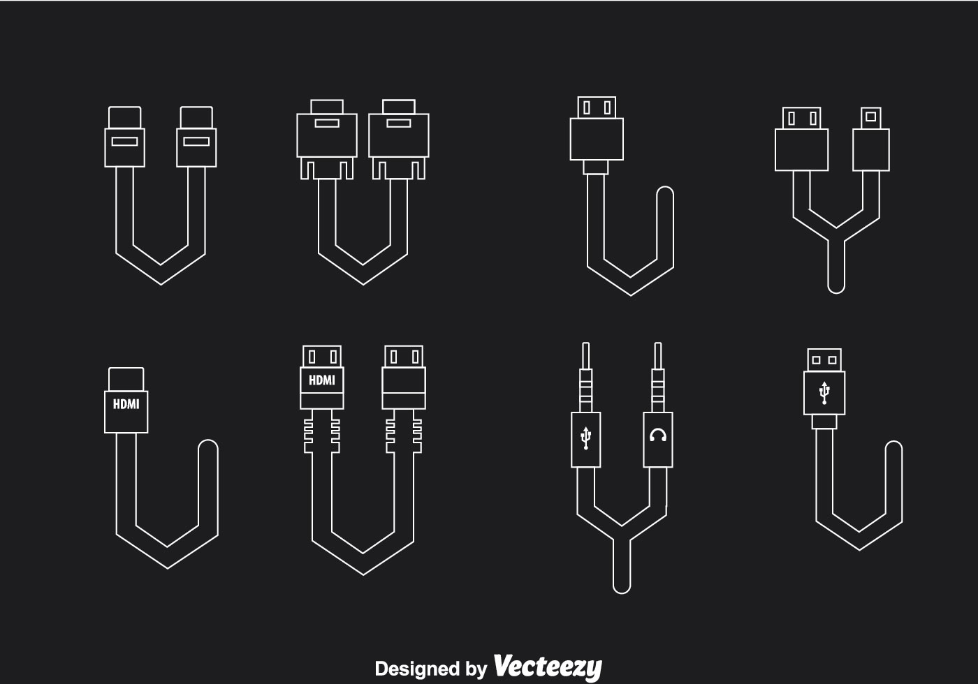 Cable Wire Connection Outline Icons 107687 Vector Art At Vecteezy