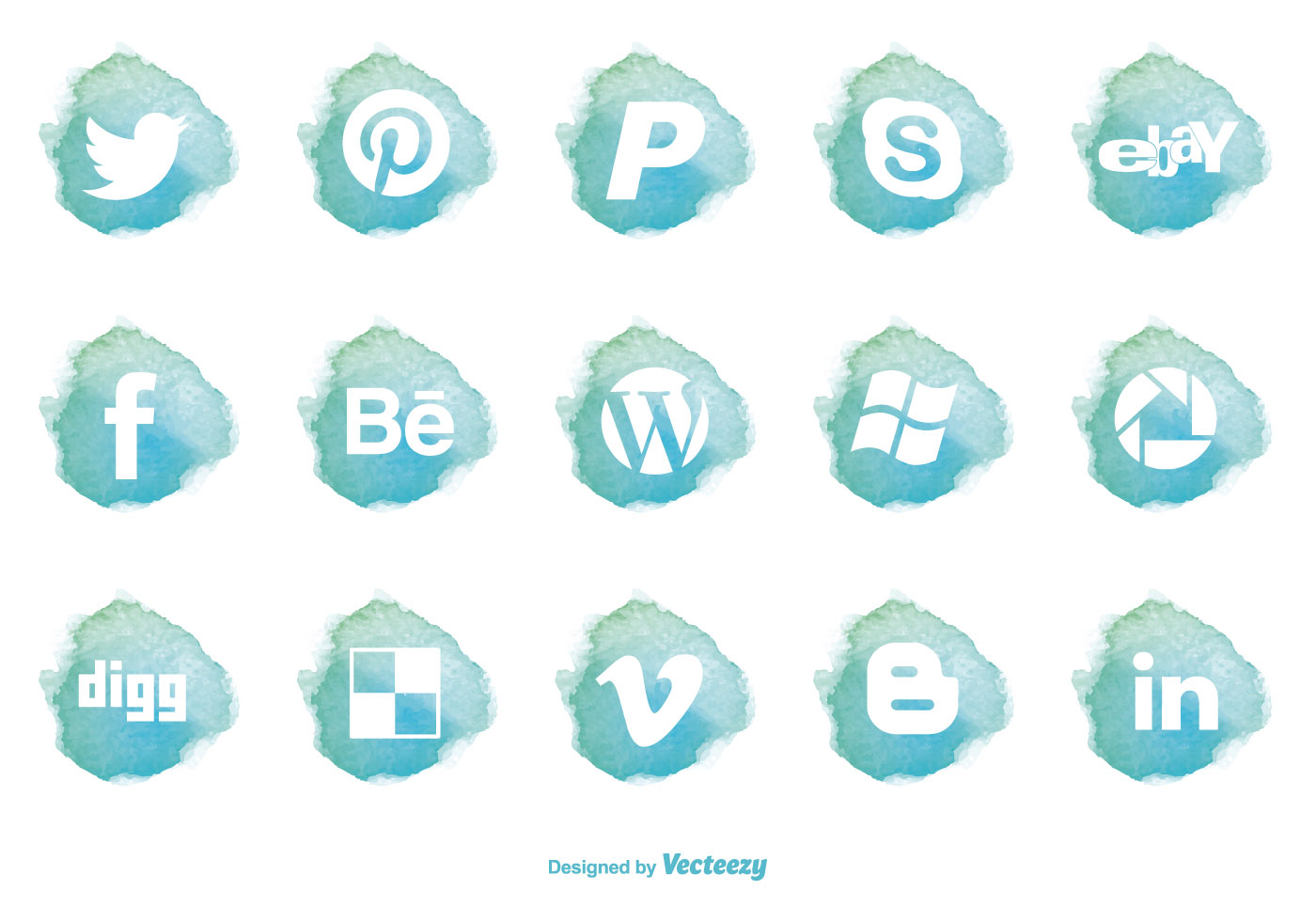 Watercolor Style Social Media Icon Set Download Free Vector Art