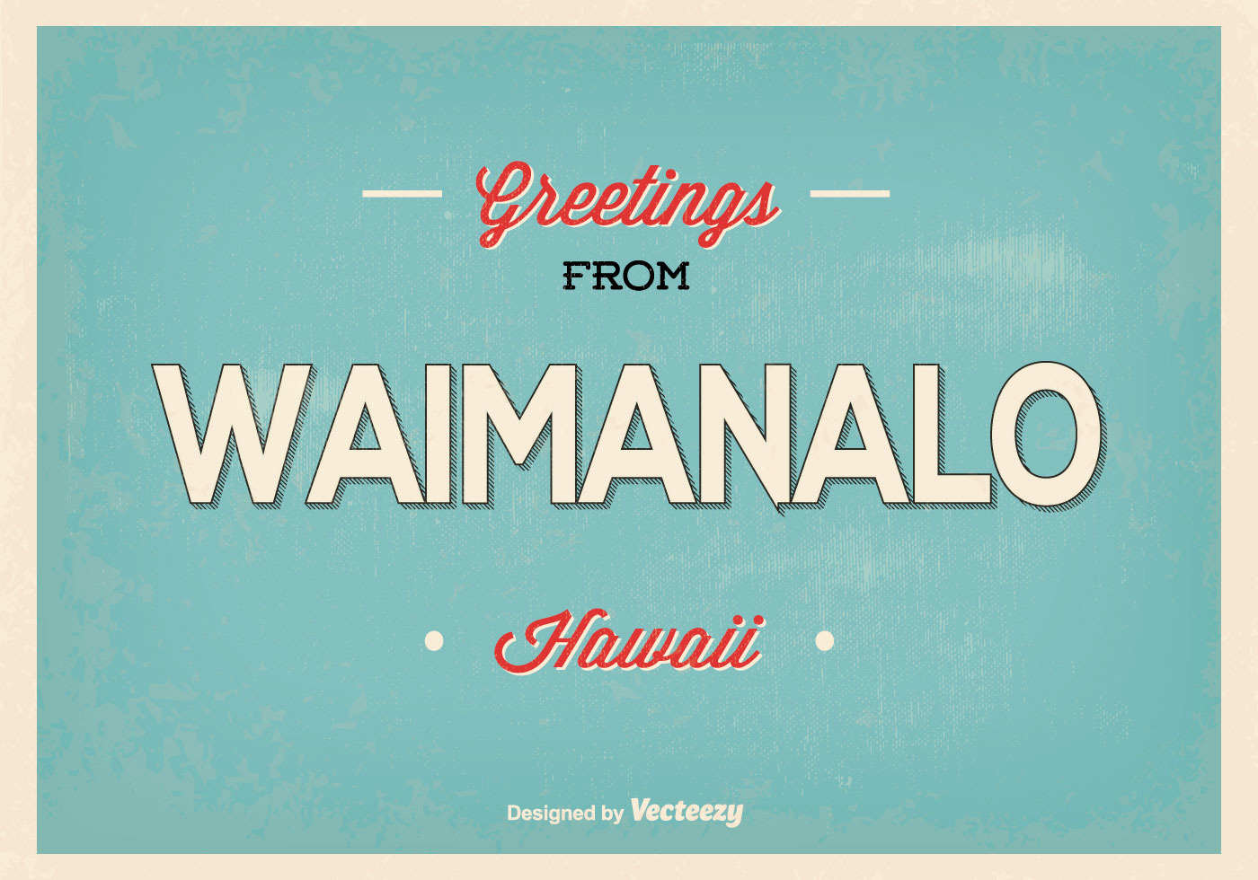 Waimanalo Hawaii Retro Greeting Illustration 112740 Vector Art At Vecteezy