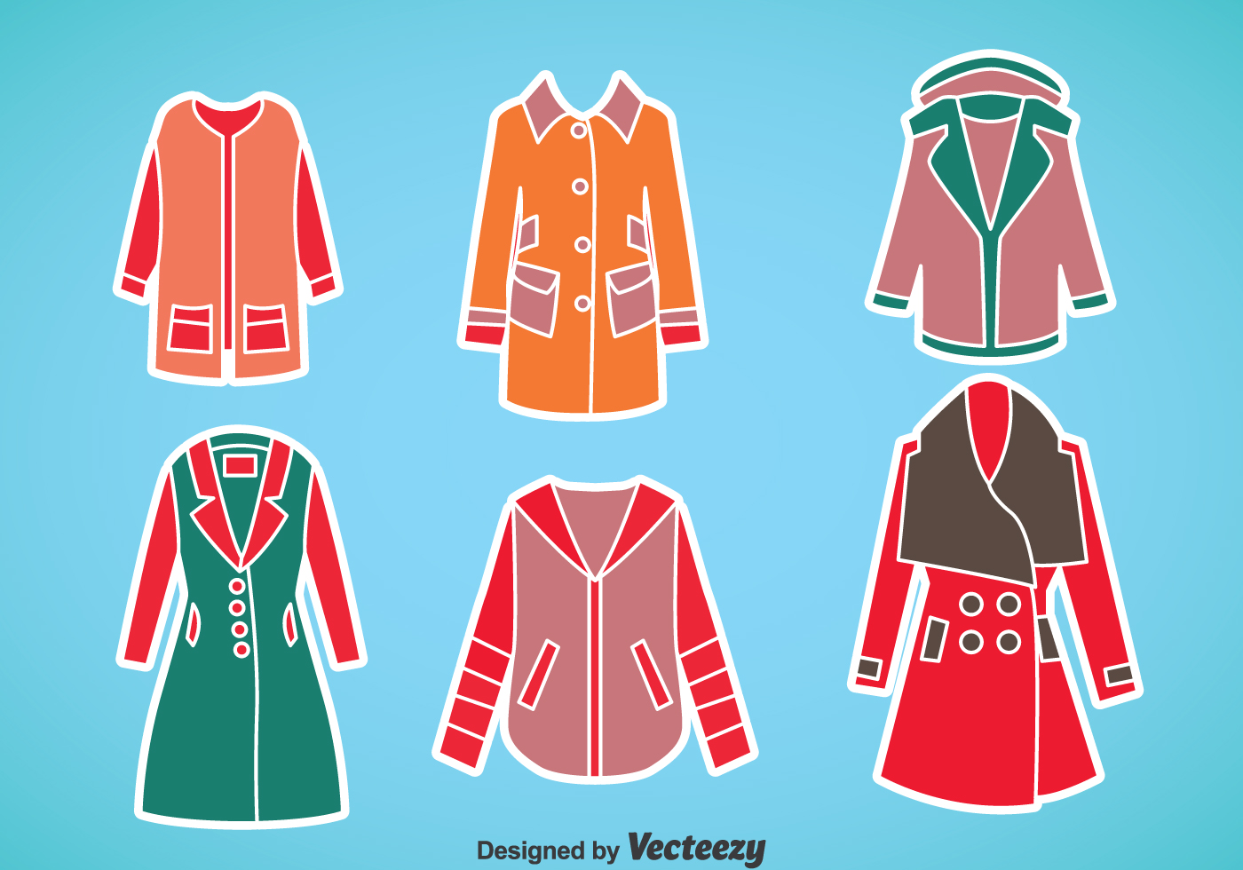 Woman Winter Coat Vector Set 115593 Vector Art At Vecteezy