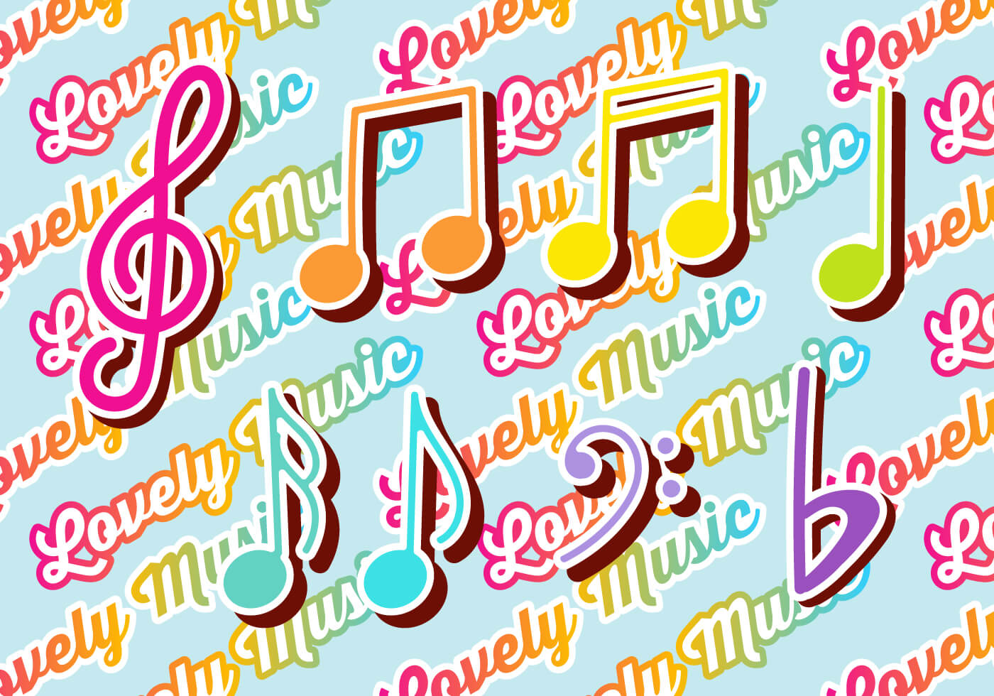 Colorful Violin Key and Music Notes Set 117000 Vector Art at Vecteezy