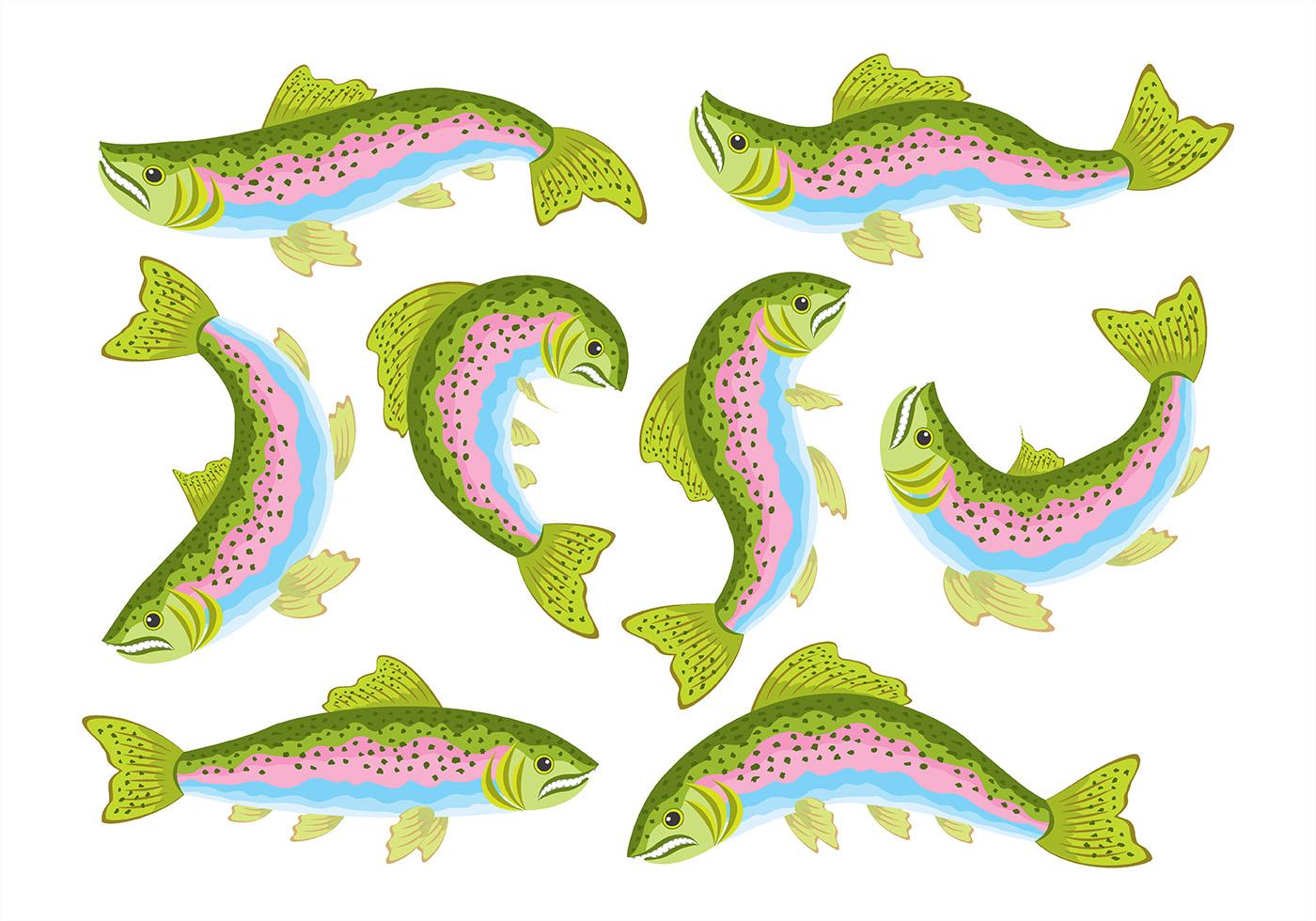 Rainbow Trout Icons 123863 Vector Art at Vecteezy