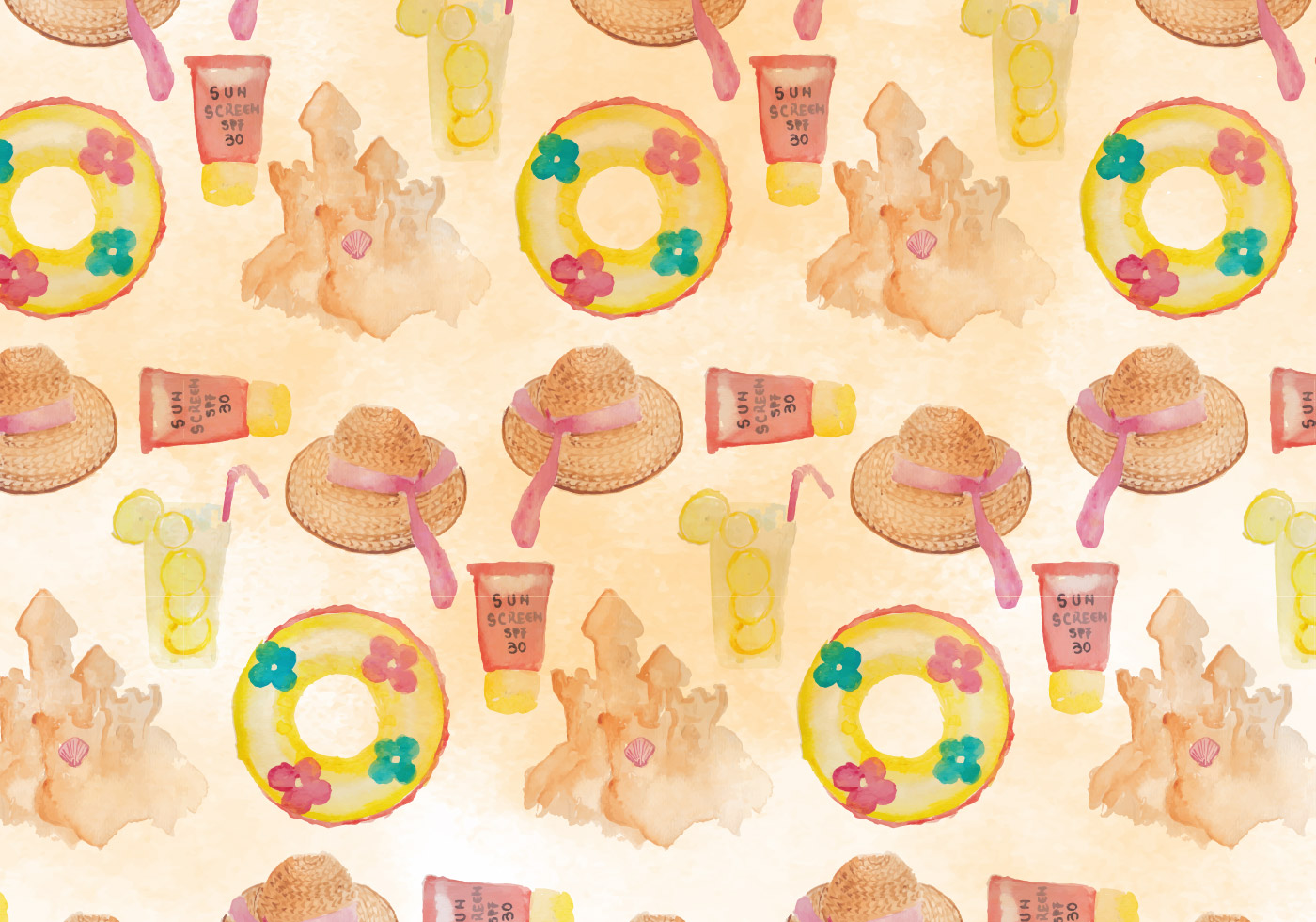 Summer Seamless Beach Pattern 124727 Vector Art At Vecteezy