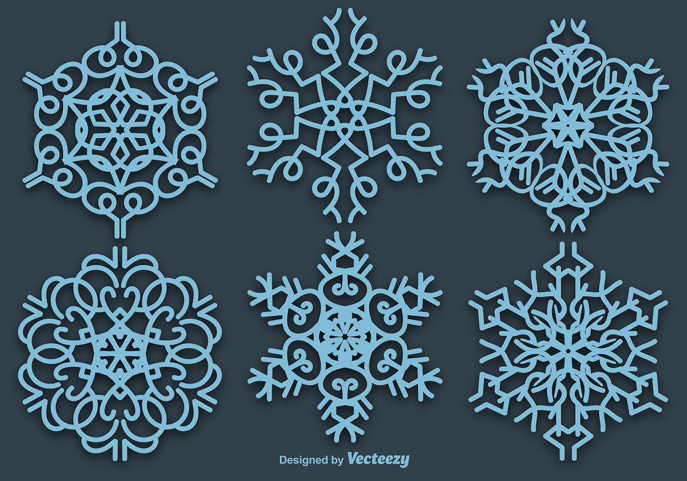 Set Of 6 Vector Blue Snowflakes 125745 Vector Art at Vecteezy