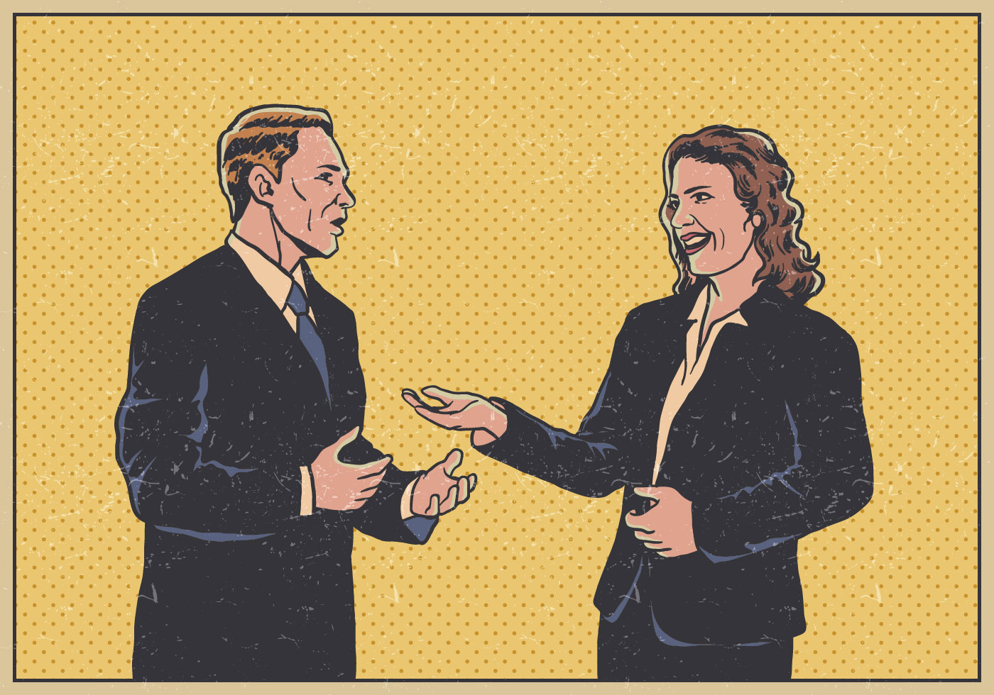 Vector Business Man And Woman Communicating 132938 Vector Art At Vecteezy